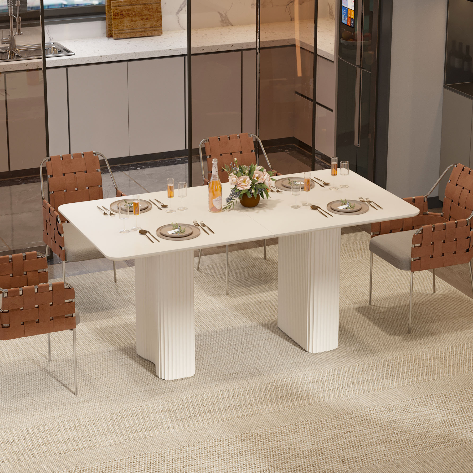 Wrought Studio Brittay White Modern Rectangular Dining Table - Wayfair Canada