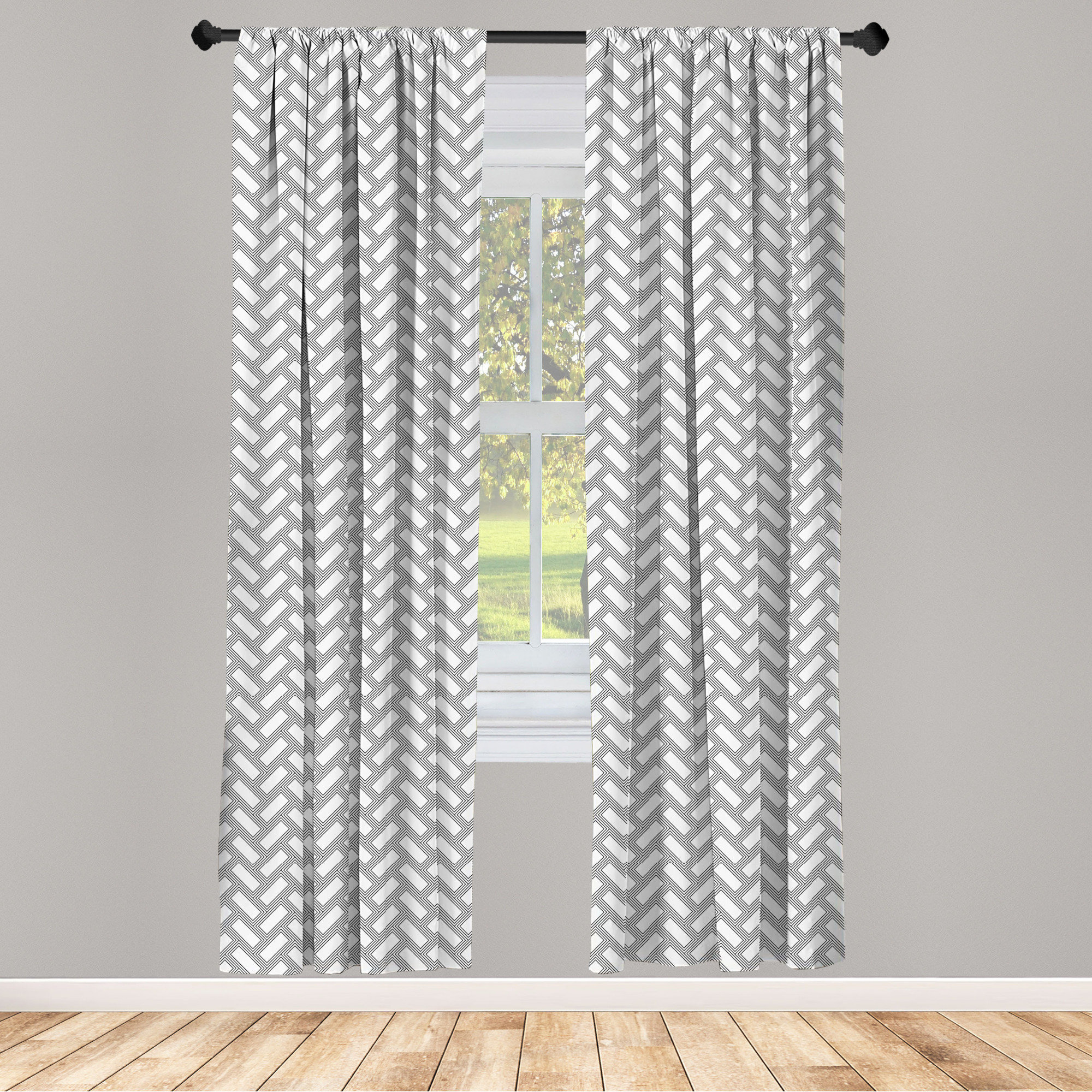 Bless international Herringbone Semi-Sheer Rod Pocket Curtain Panels ...