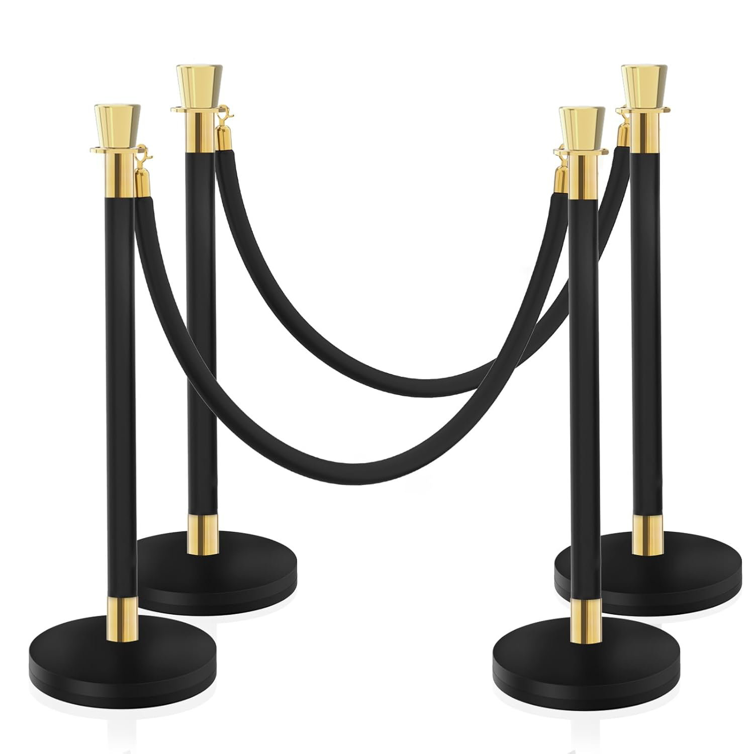 SHAREWIN Black Stainless Steel Stanchions Rope - Crowd Control Barriers ...