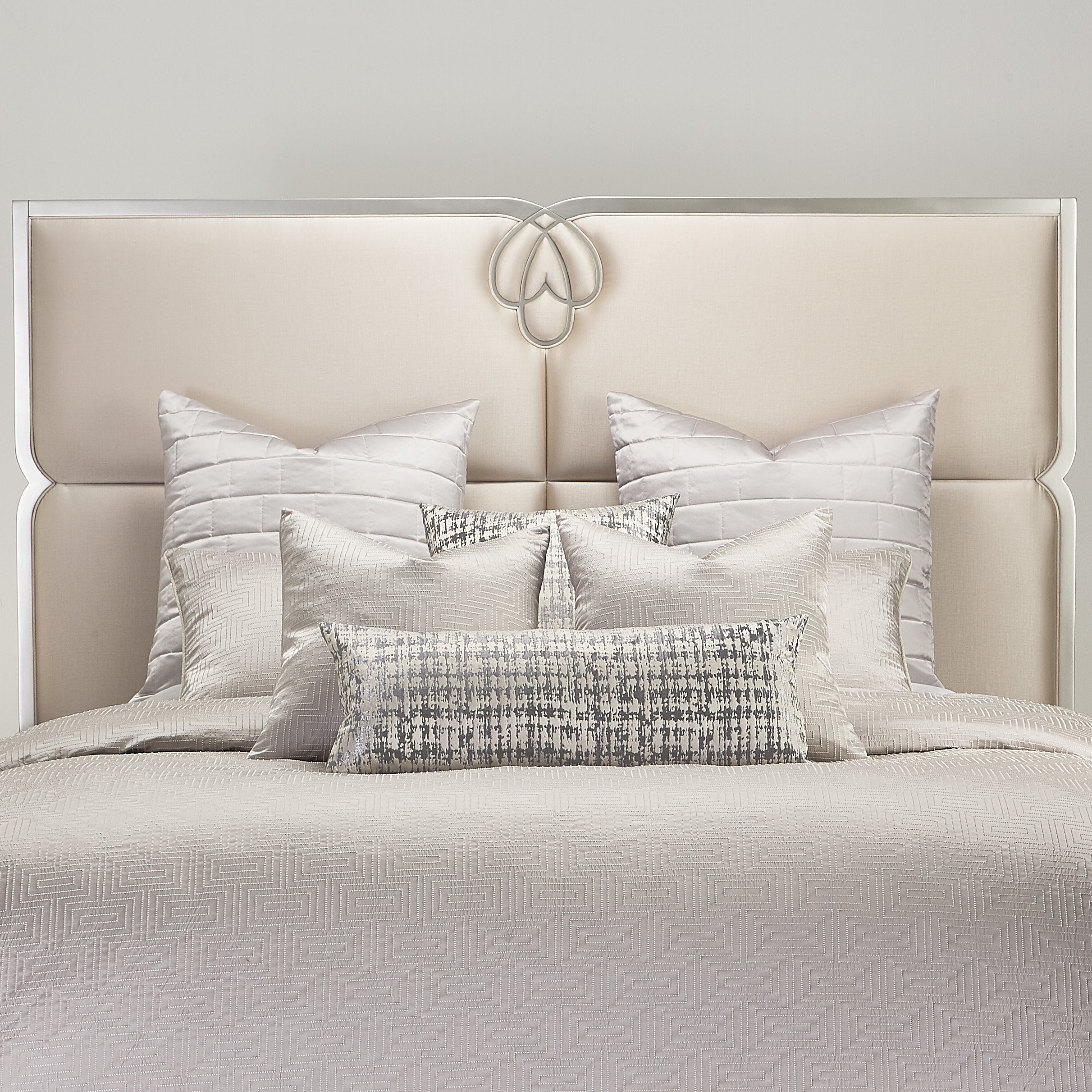 Michael Amini Casey 9-Piece Queen Comforter Set - Platinum | Wayfair