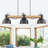 Mercer41 33 In. 3-light Industrial Black And Wood Pendant Light With ...