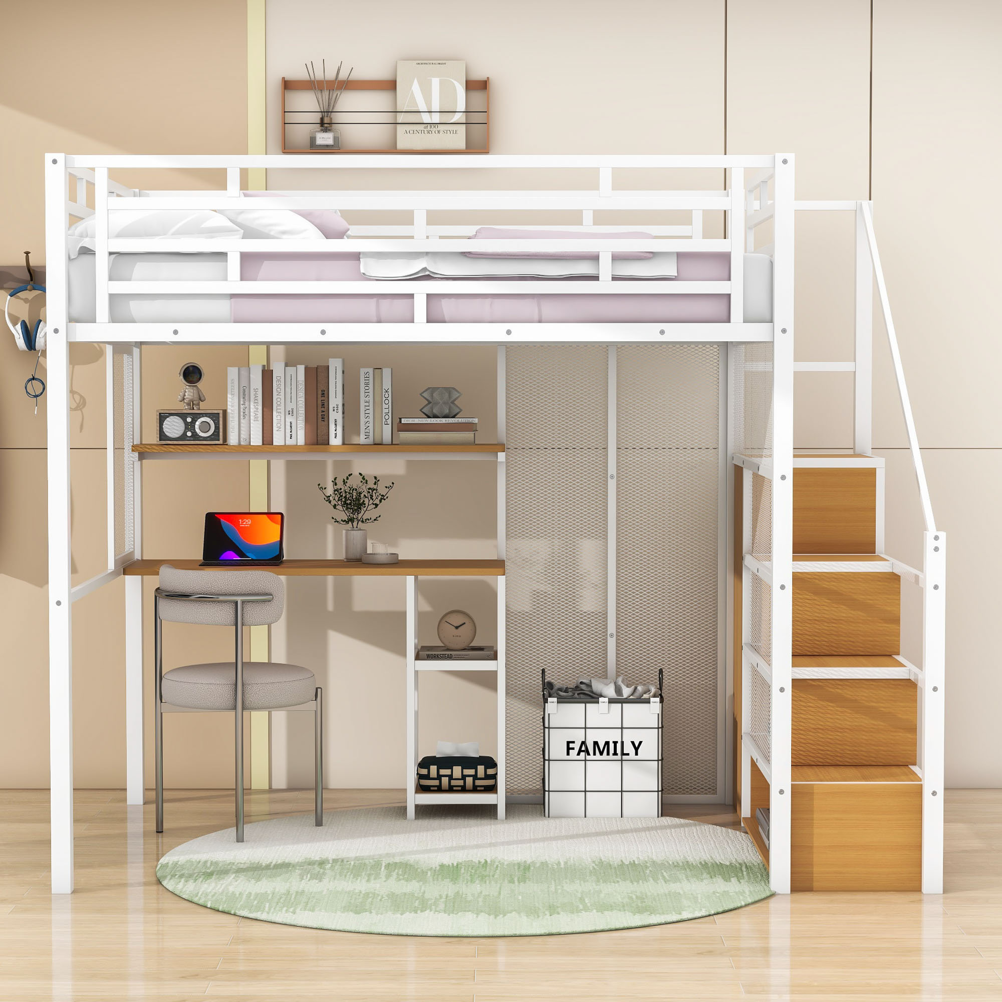 Mason & Marbles Battershell Full Space Saving Loft Bed With Wardrobe ...