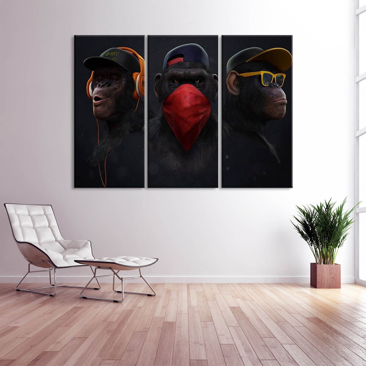 Trinx 3 Piece Framed Canvas Art - Three Wise Monkeys Modern Wall Decor ...