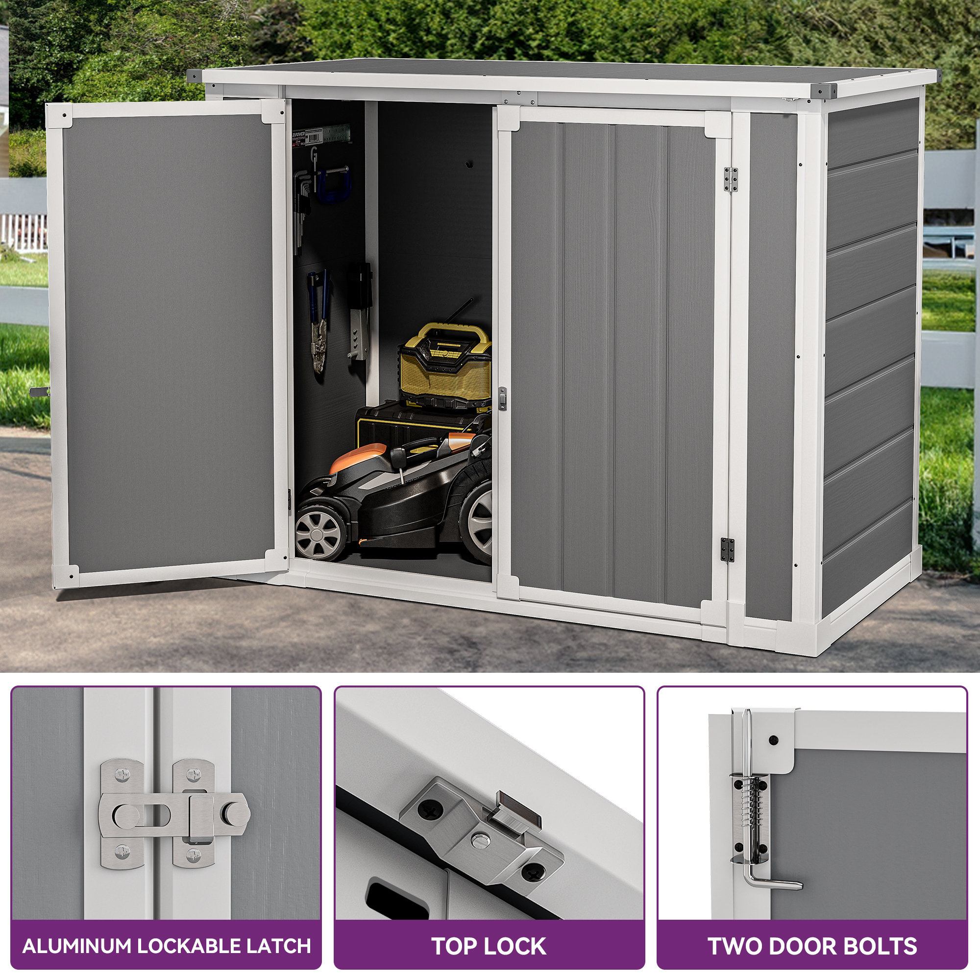 Balconera Outdoor 5 ft. W x 2 ft. D Resin Horizontal Storage Shed ...