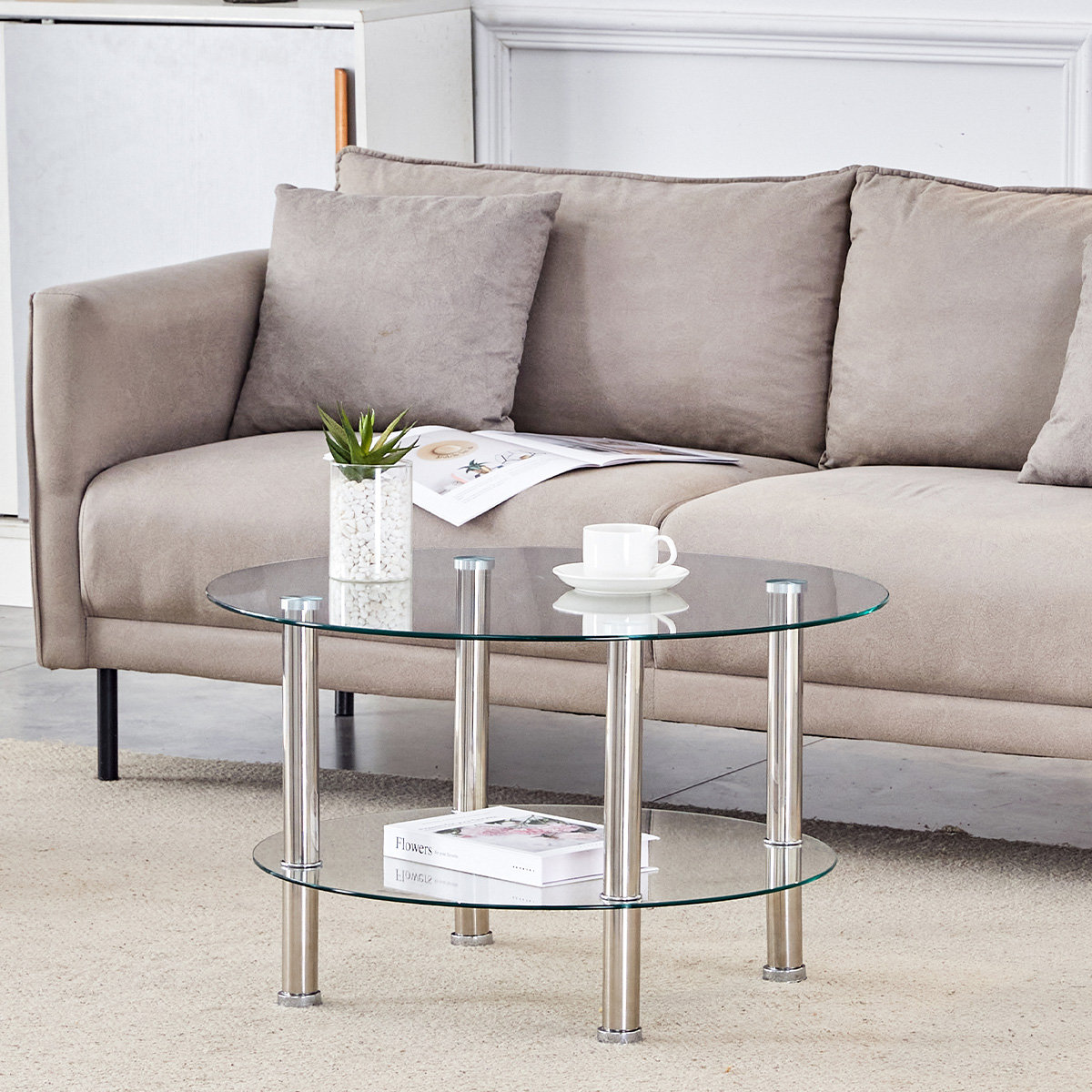 Mercer41 Round Glass Coffee Table - Wayfair Canada