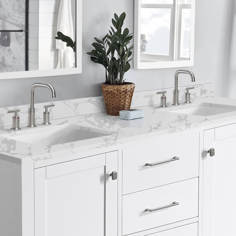 steinstil 48'' Engineered Stone Double Vanity Top with Sink and 3 ...