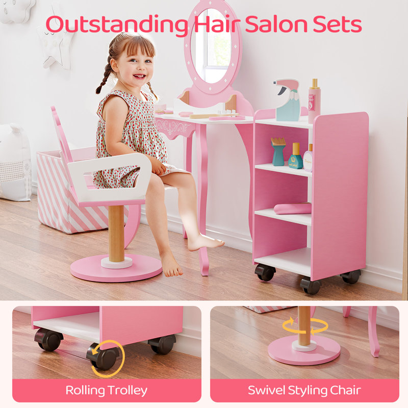 Winado Wooden Pretend Hair Salon Playset | Wayfair