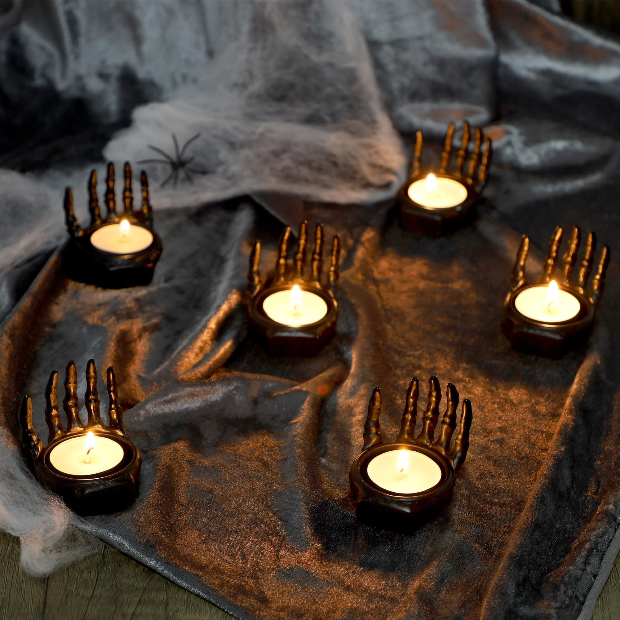 The Holiday Aisle® 6 Pack Skeleton Hand Tea Light Candle Holders ...