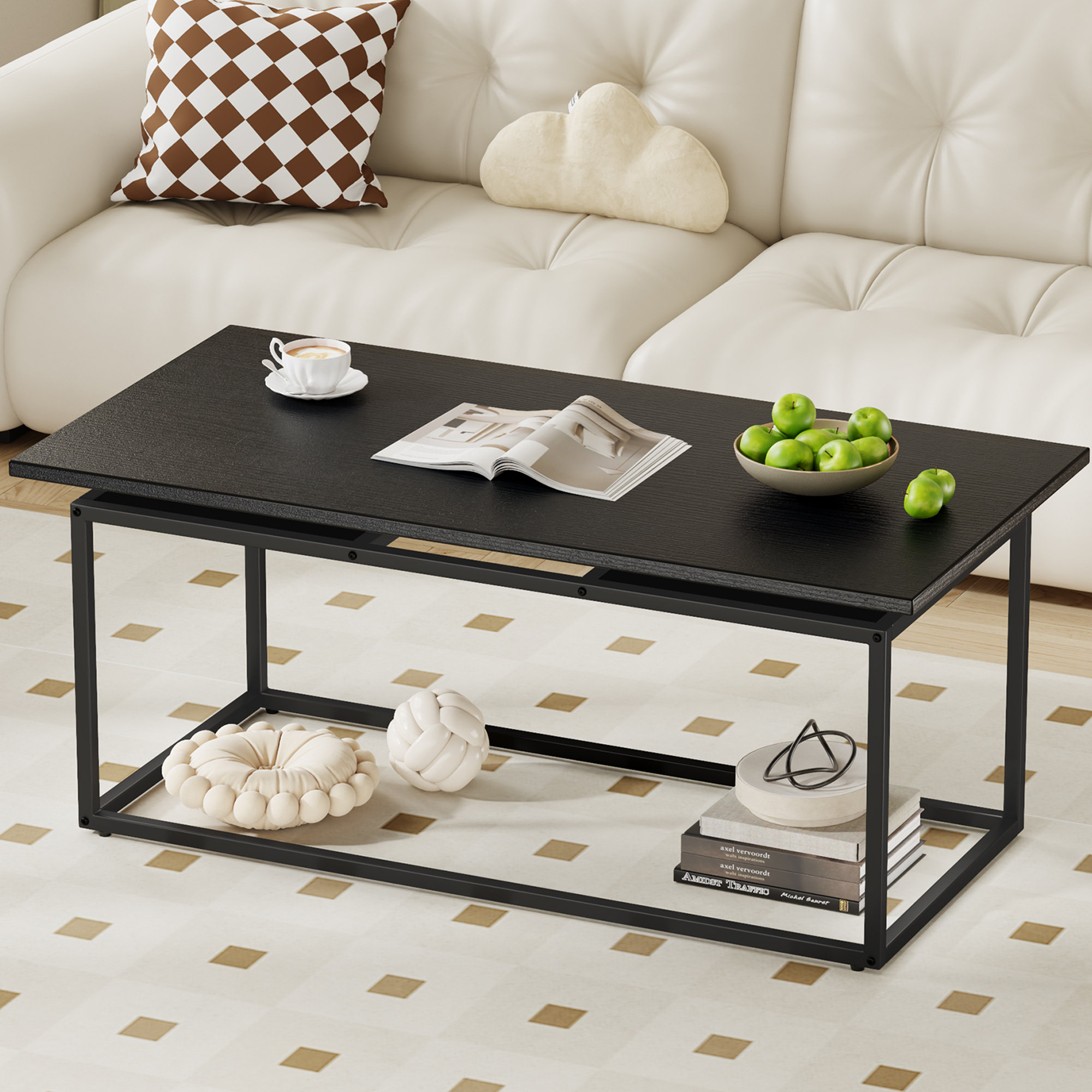 Ebern Designs Rotating 360° Display Coffee Table With Storage Living ...