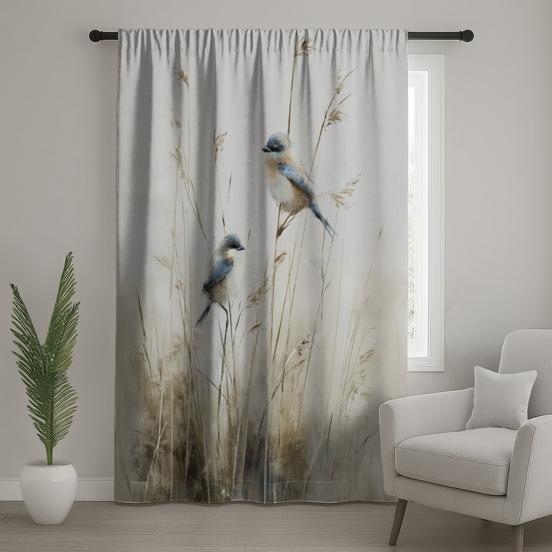 East Urban Home Birds Window Curtains, Animals Sheer & Blockout ...