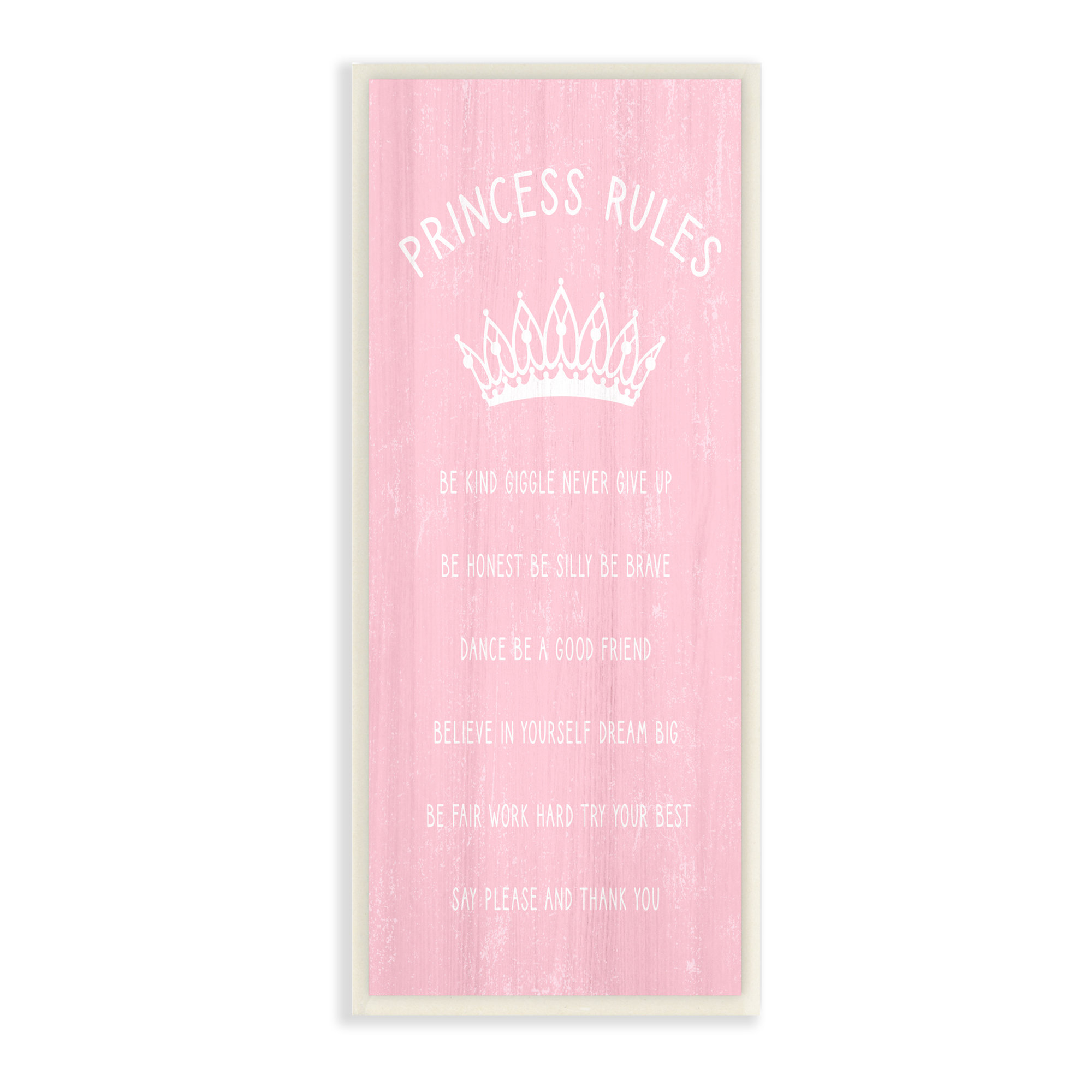 Stupell Industries Pink Princess Rules Sign Kids Motivational Phrases ...