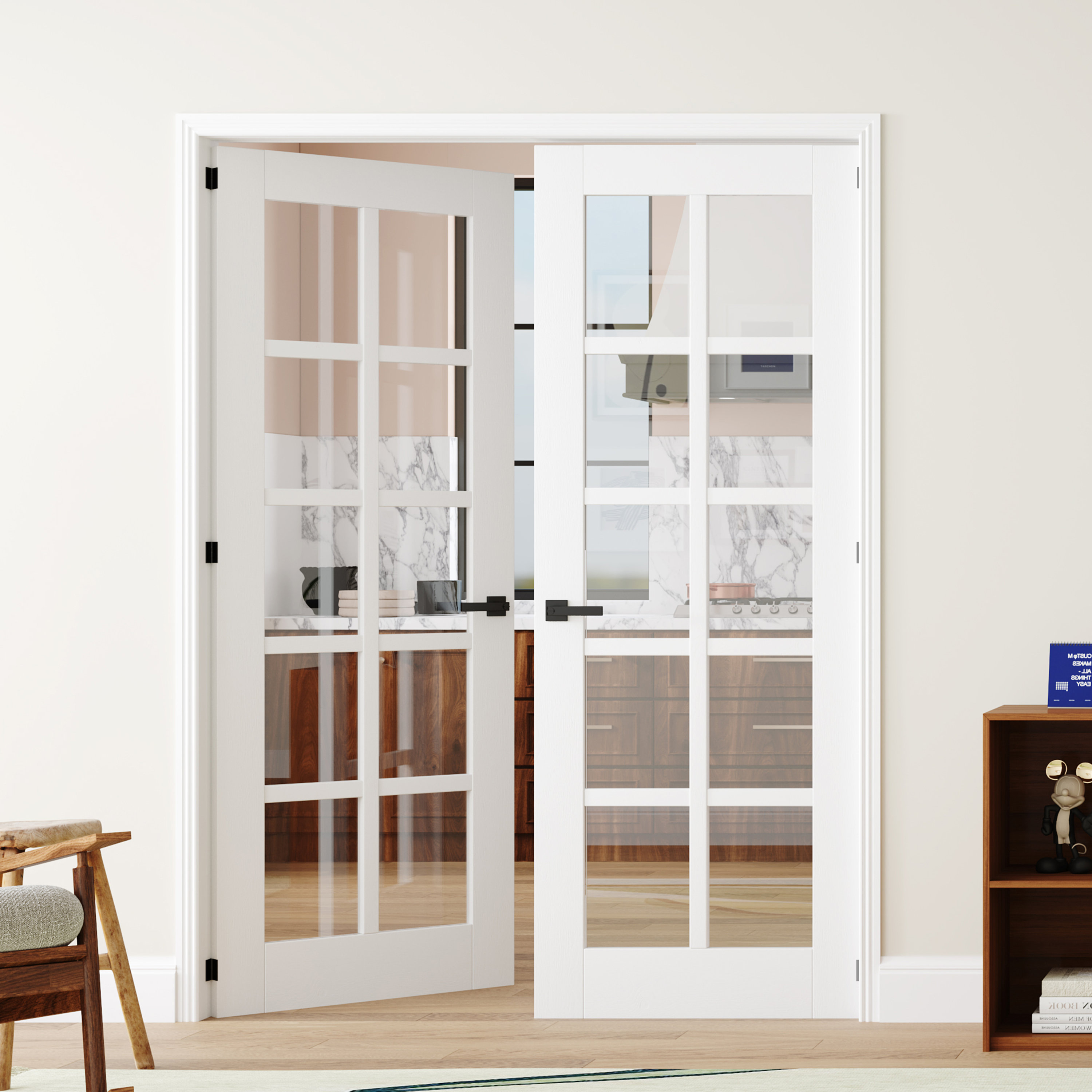 CHIC MODE Interior 10 Panel Clear Glass Design Door Slab With Jamb ...