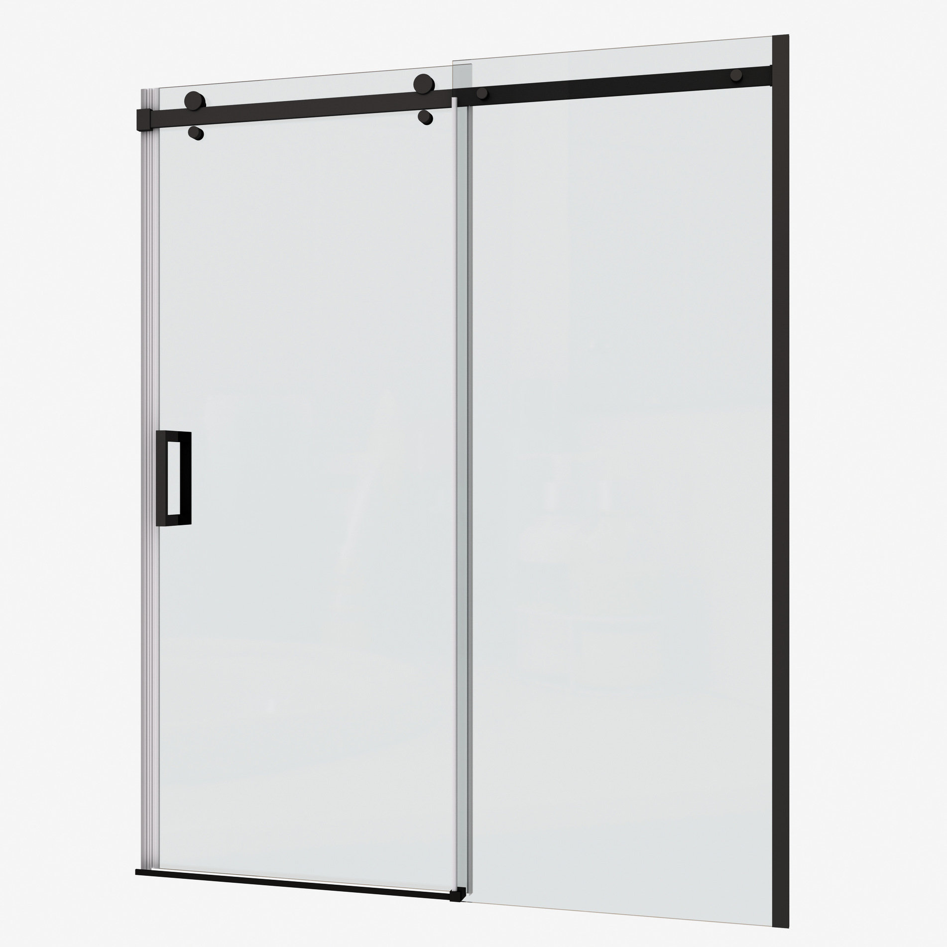 ArtisanArcade Matted Black Bathroom Sliding Door, 5/16" Tempered Glass ...