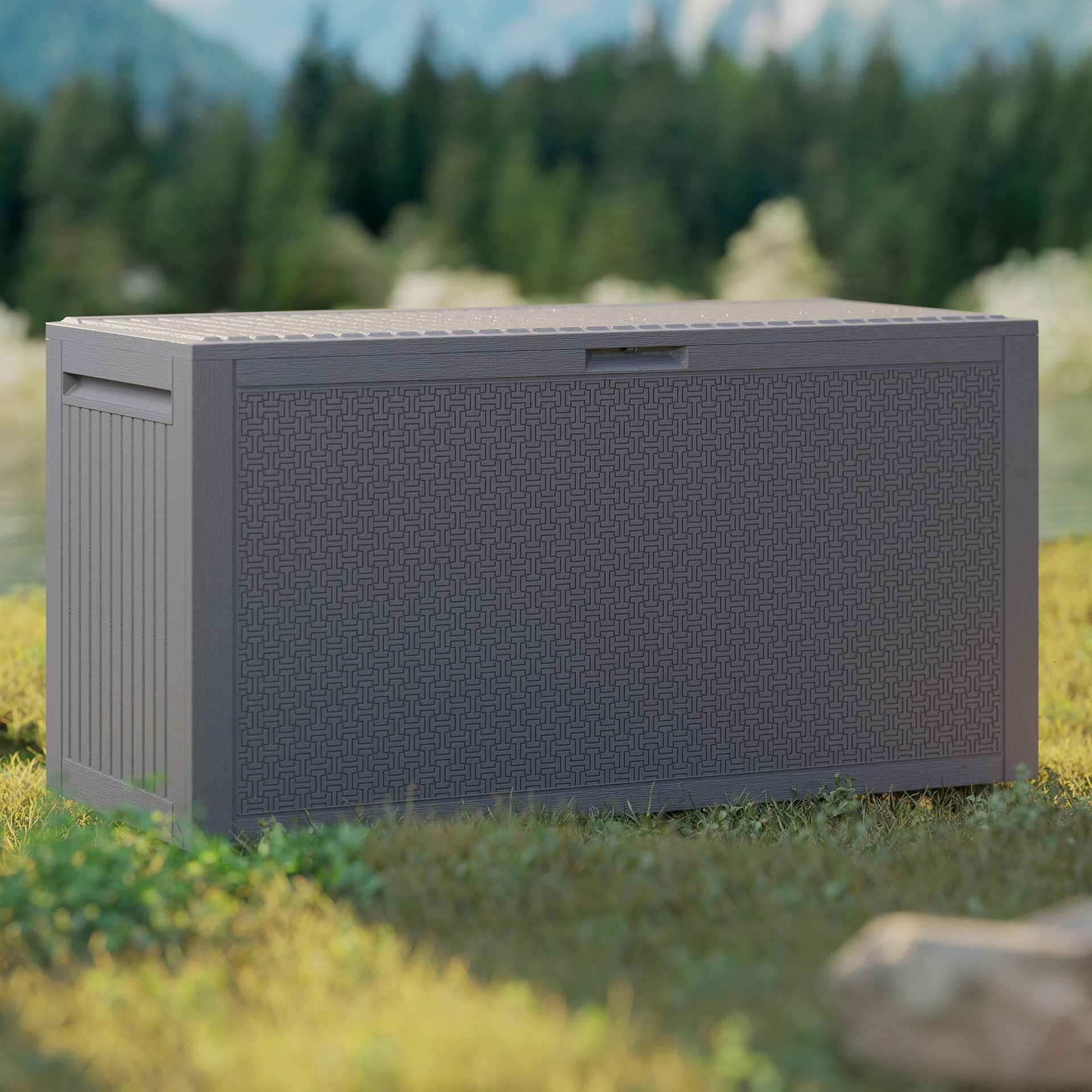 EHHLY 90 Gallon Outdoor Storage Box, Lockable Package Outside Storage ...