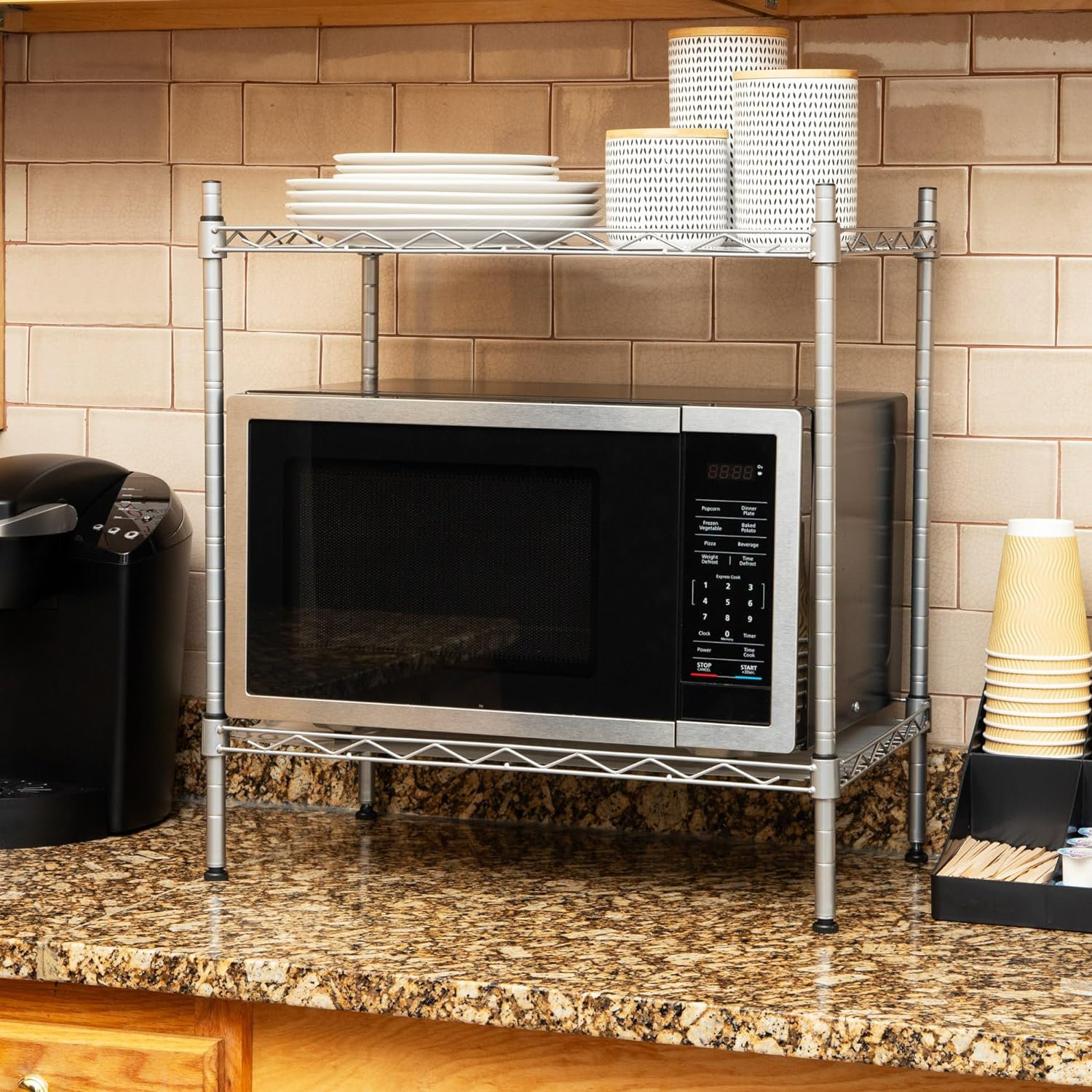 Prep & Savour Microwave Shelf, Storage Shelves, Countertop Organizer ...