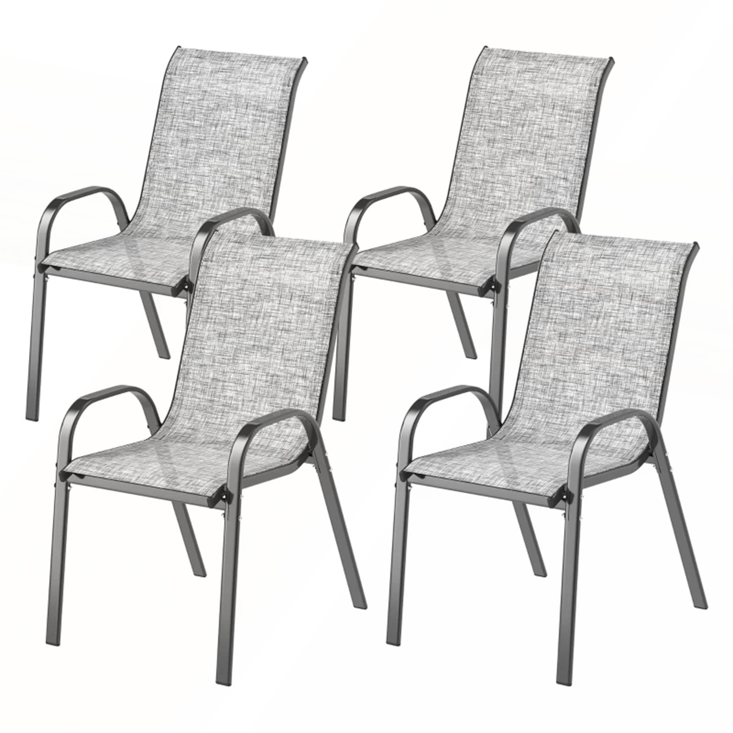 Latitude Run® Stackable Outdoor Dining Chairs Set of 4, Breathable Mesh ...