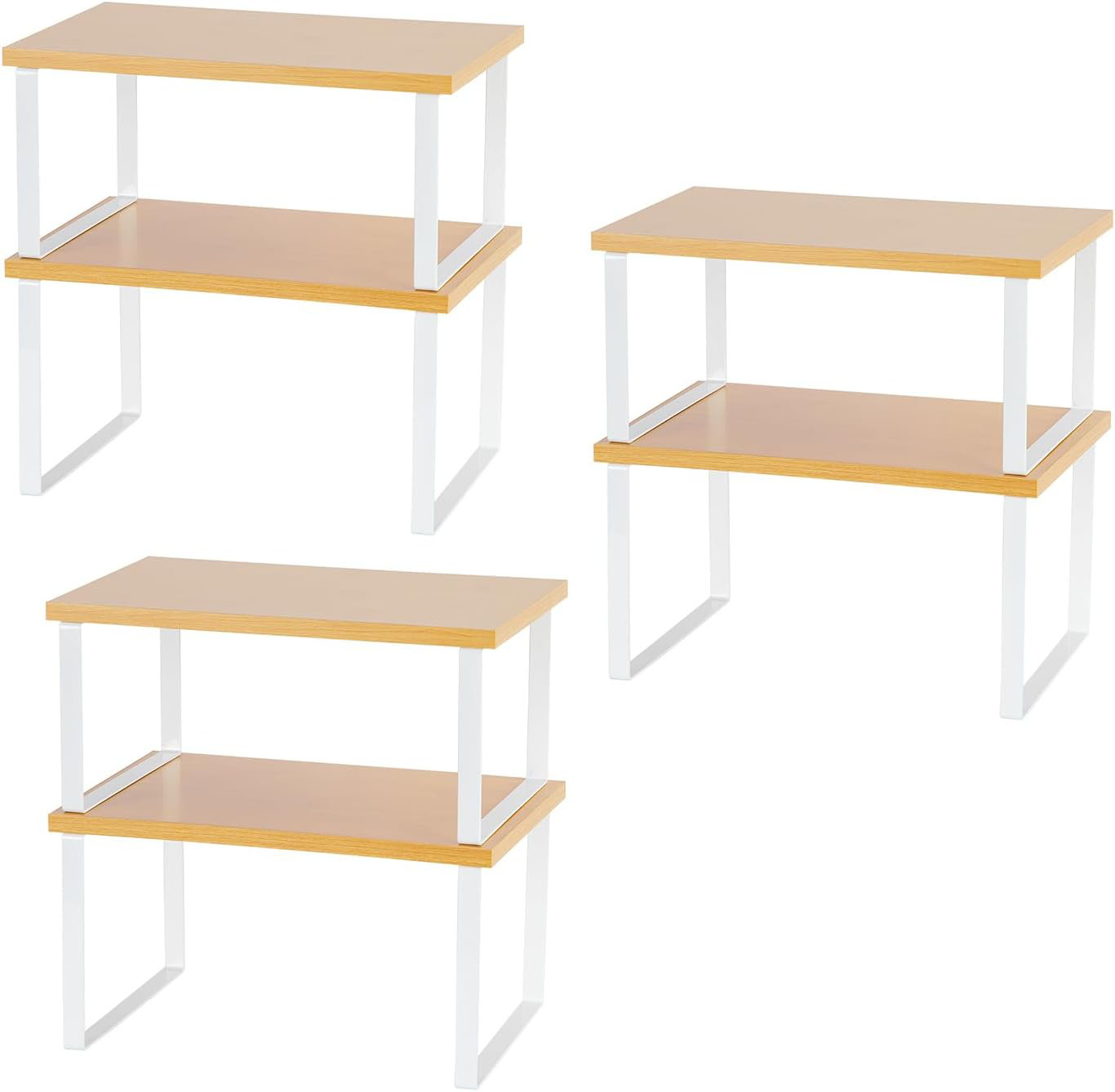 17 Stories Stackable Cabinet Organizer Set - Expandable Metal And Wood ...