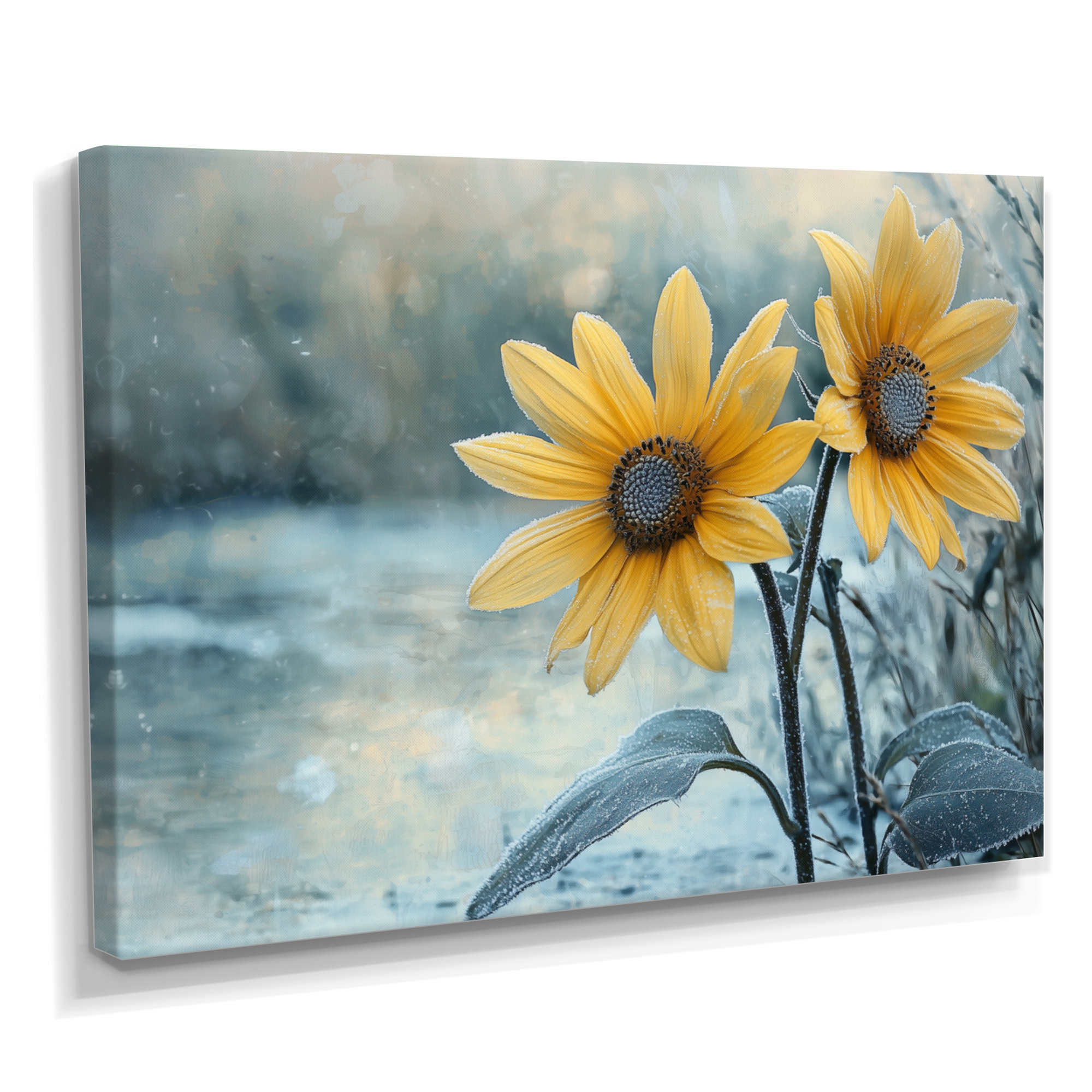August Grove® Doneva Sunflowers By The Frozen Pond II - Sunflowers Wall ...