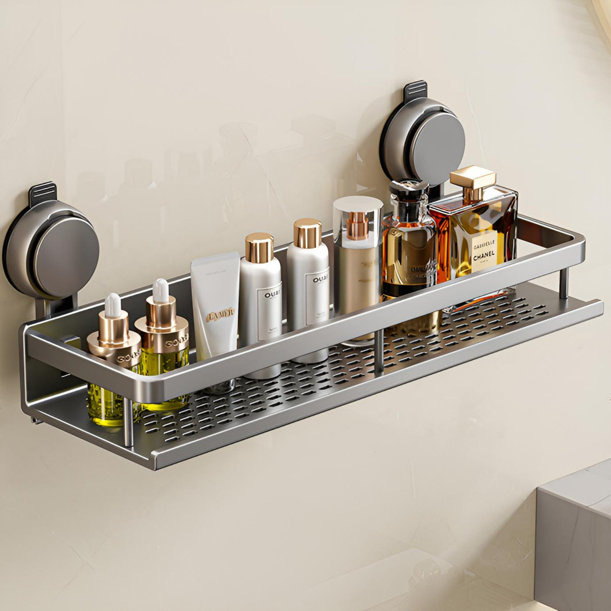Rebrilliant Non Perforated Bathroom Storage Rack Wall Mounted Storage ...