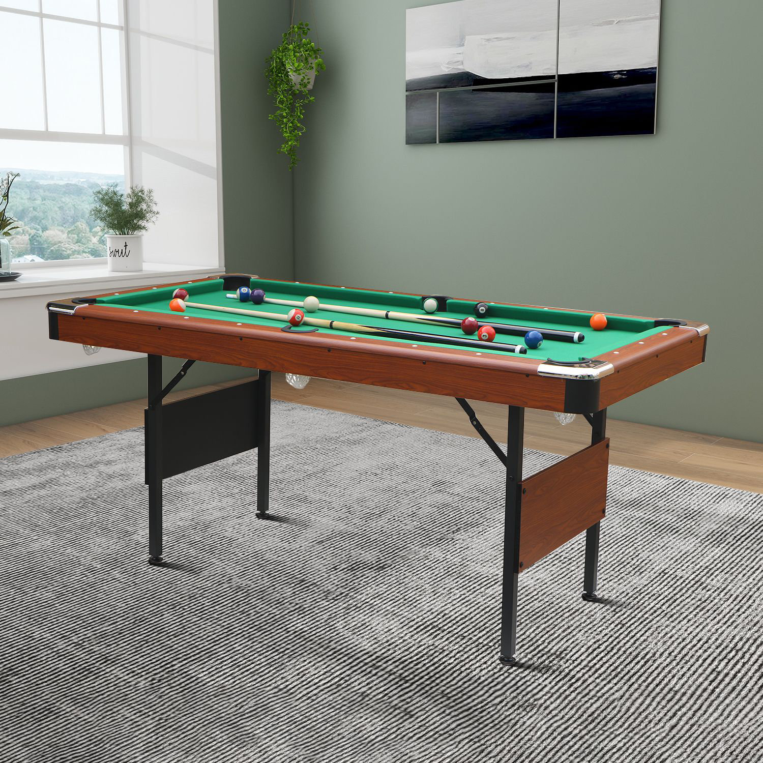 Knlnny Ware Modern entertainment pool table with metal legs and ...