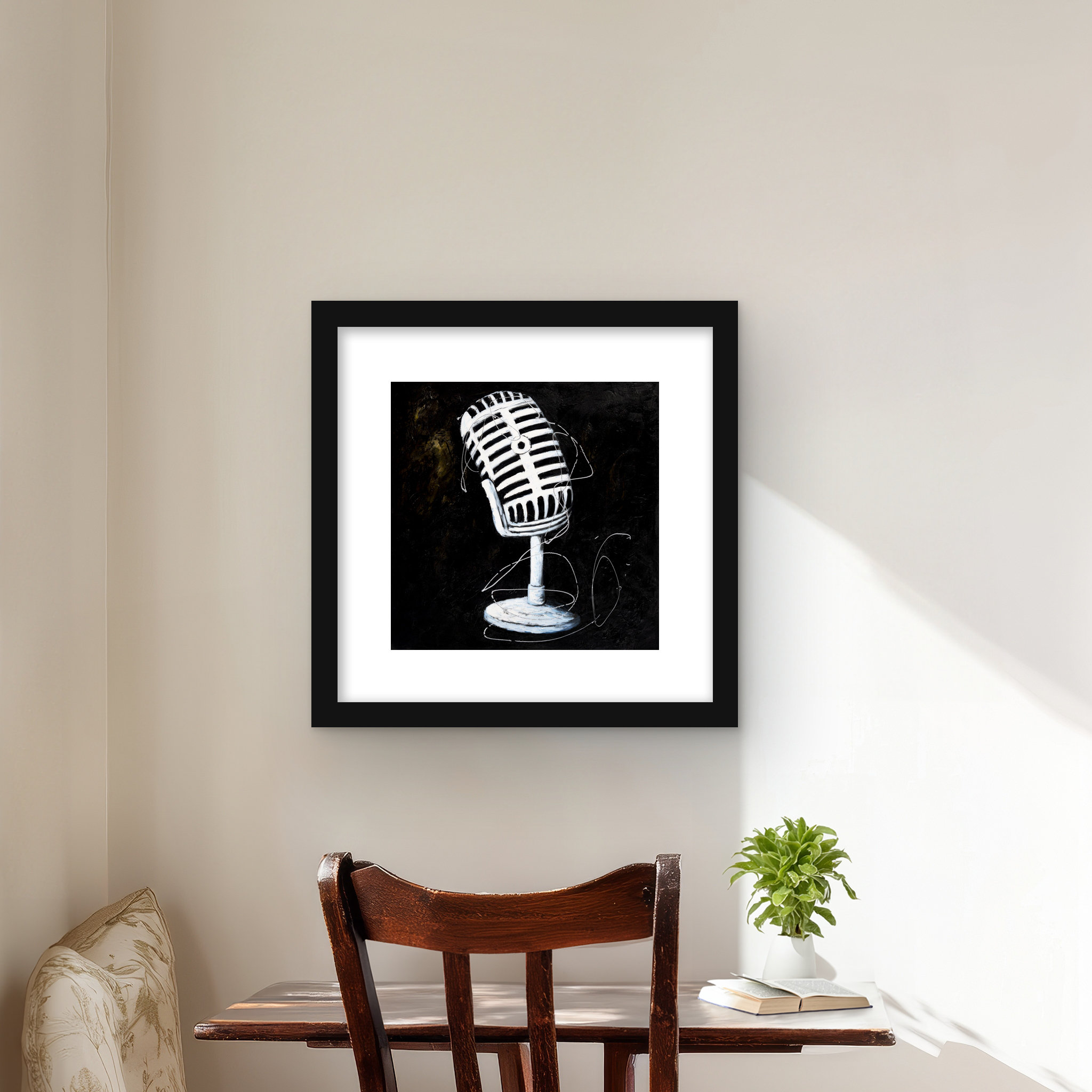 Lark Manor™ Microphone - Contemporary Man Cave Framed Matted Print ...