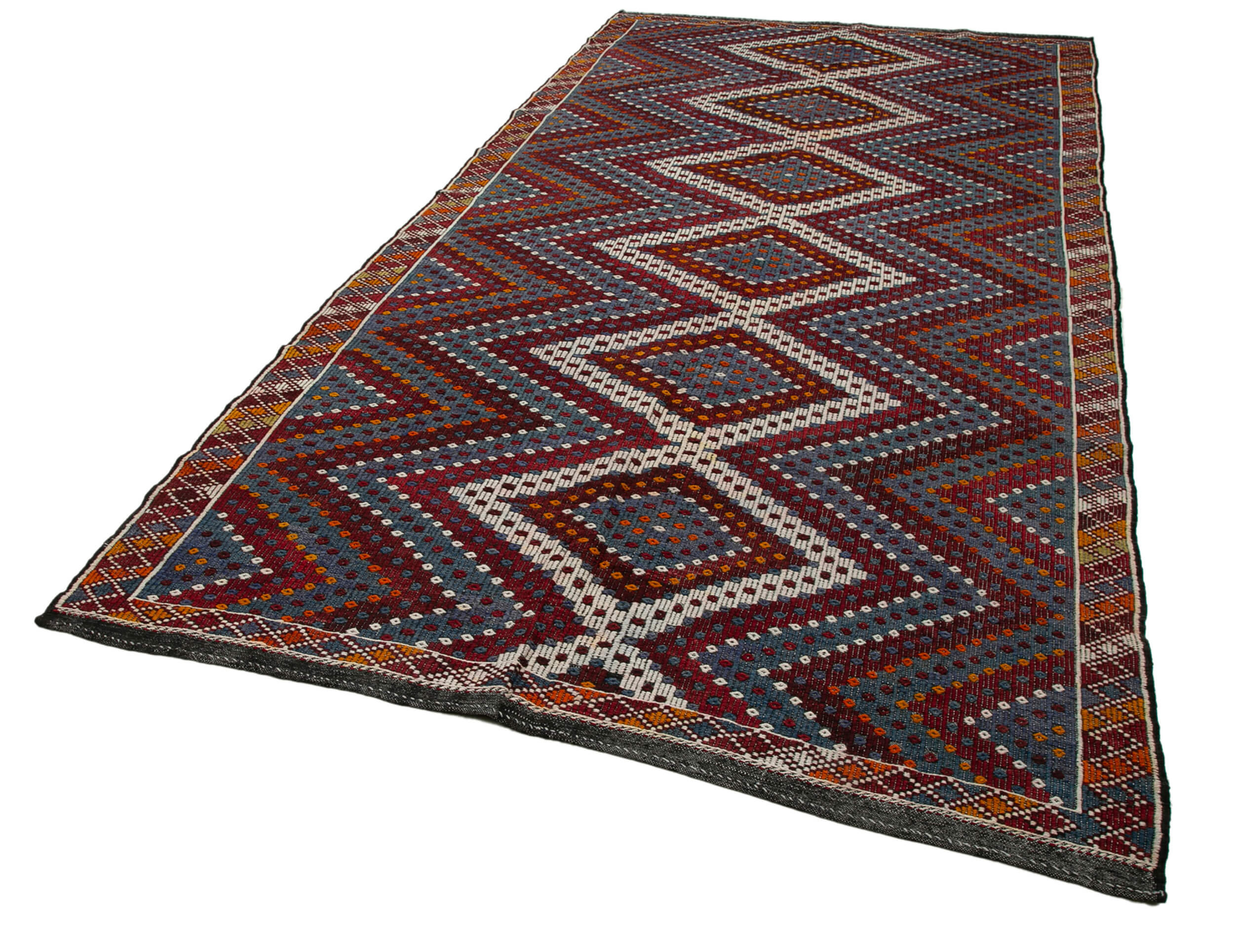 Rug N Carpet Geometric Kilim White Geometric Wool Handmade Area Rug ...