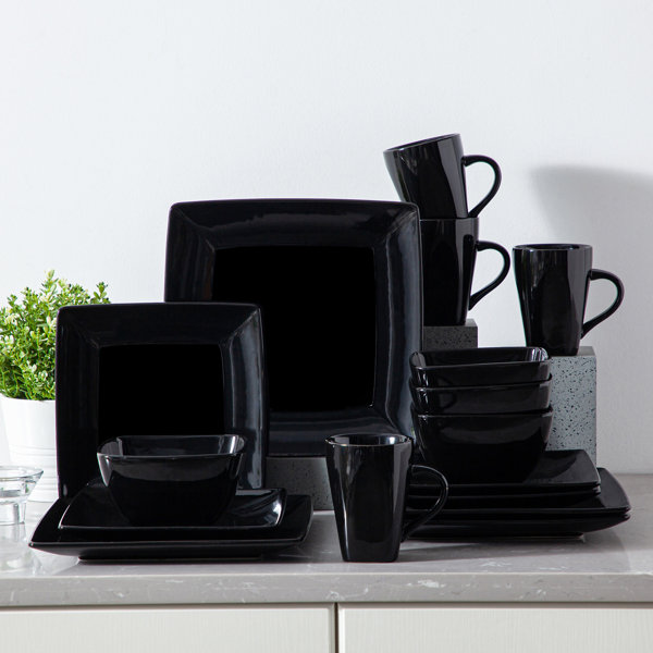 Ebern Designs 16-Piece Square Dinnerware Set, Service For 4 | Wayfair