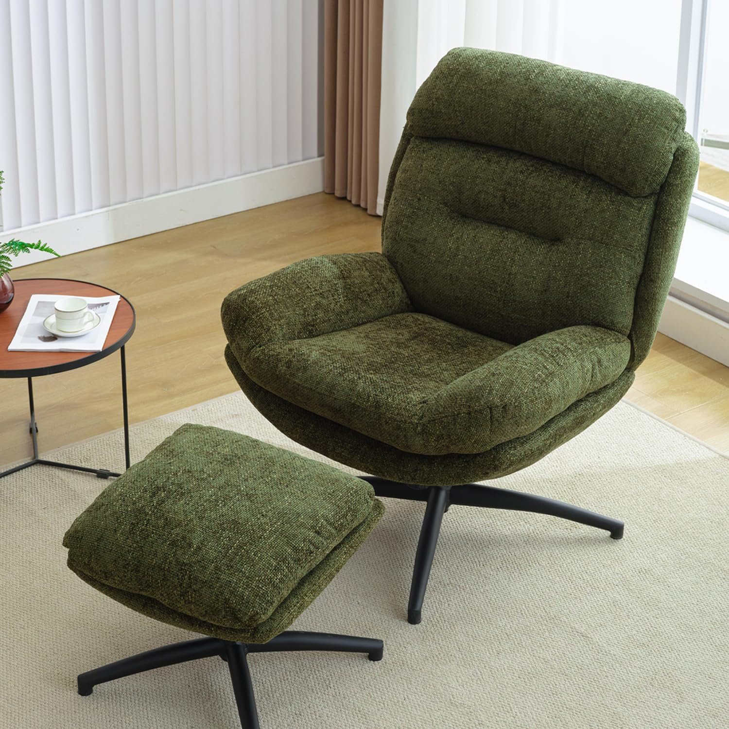 Corrigan Studio Swivel Accent Chair with Ottoman Set for Living Room ...