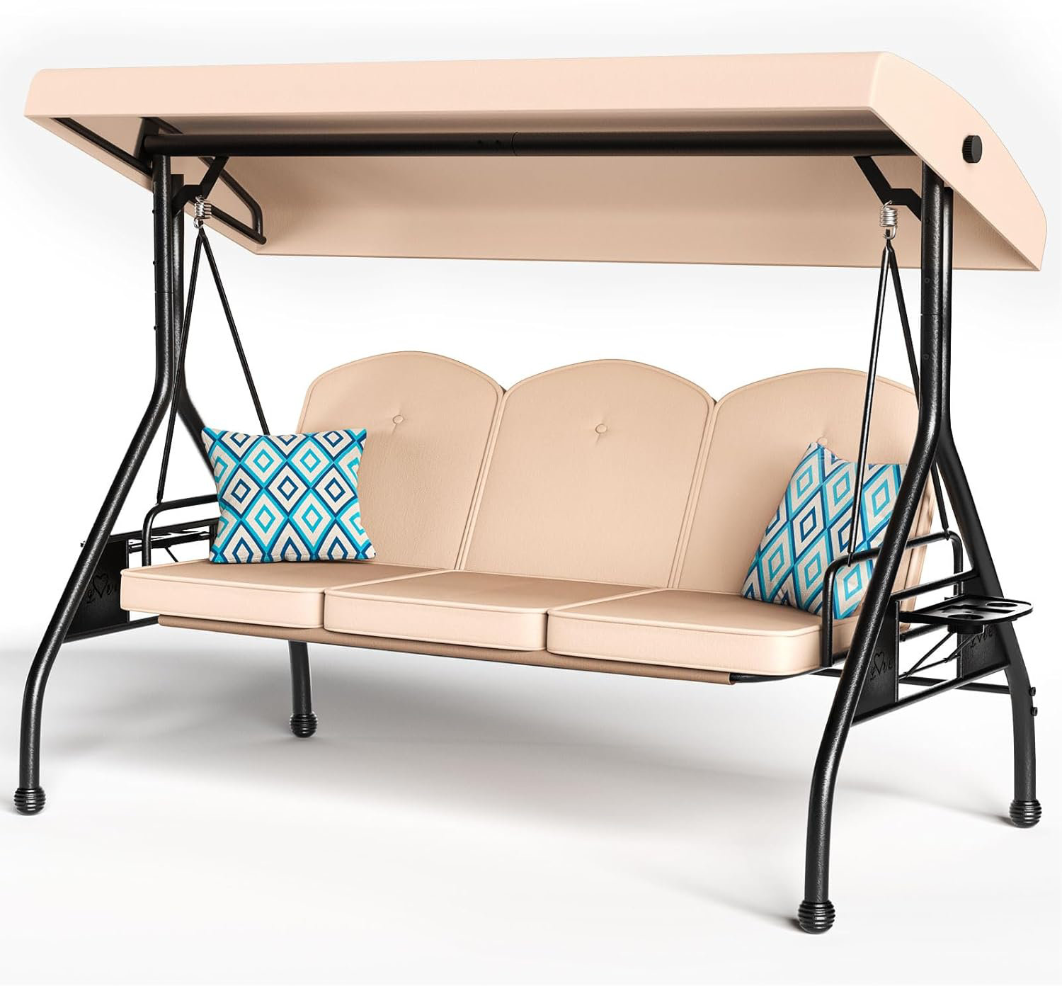 Latitude Run® 3 Seat Outdoor Porch Patio Swing With Adjustable Canopy ...