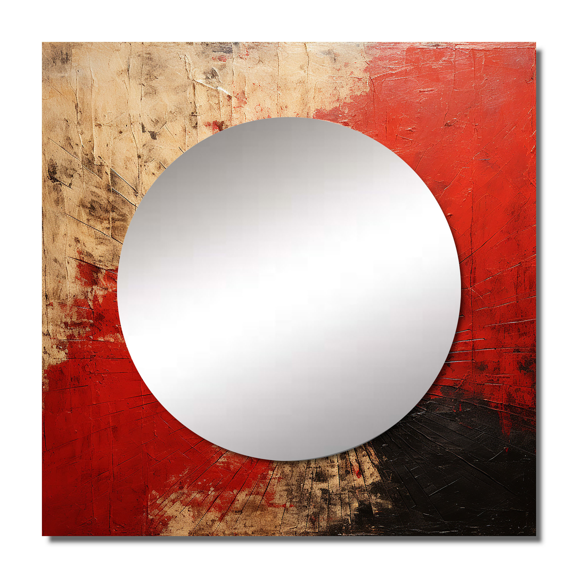 East Urban Home Geramie - Red Ruby Rays Abstract Shapes Square Mirror ...