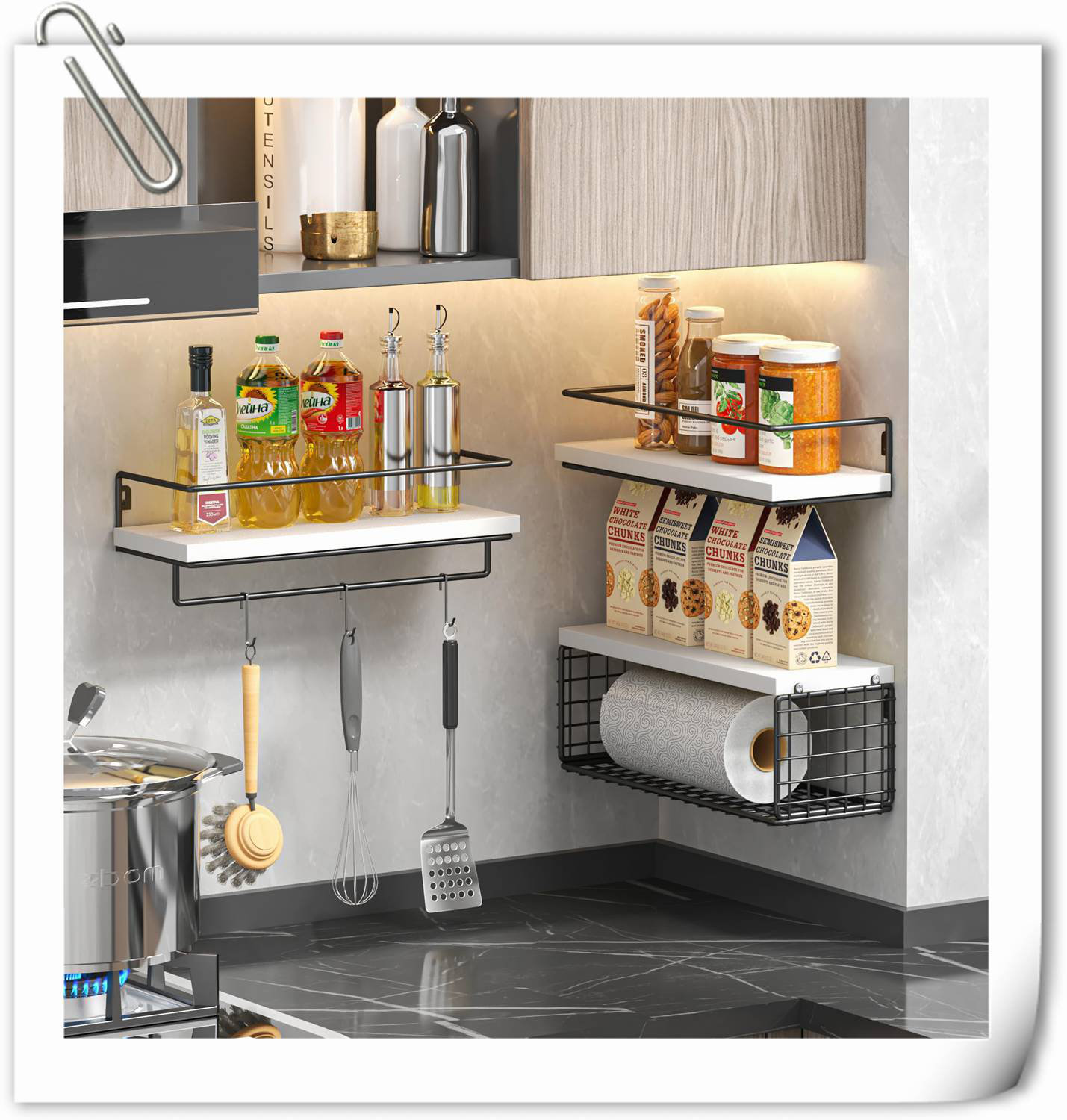 Ivy Bronx 3+1 Bathroom Shelves Over Toilet With Wire Storage Basket ...