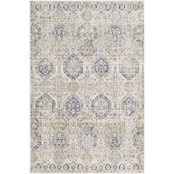 Charlton Home® Peninsula Oriental Navy/Taupe Area Rug & Reviews | Wayfair