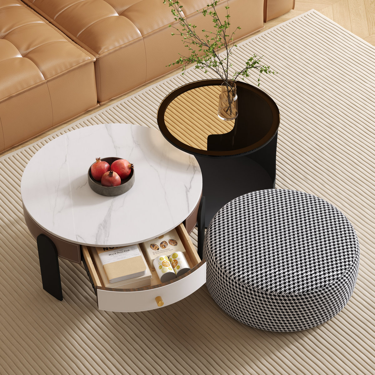 Ivy Bronx 2 - Piece Round Living Room Table Set Modern Nesting Coffee ...