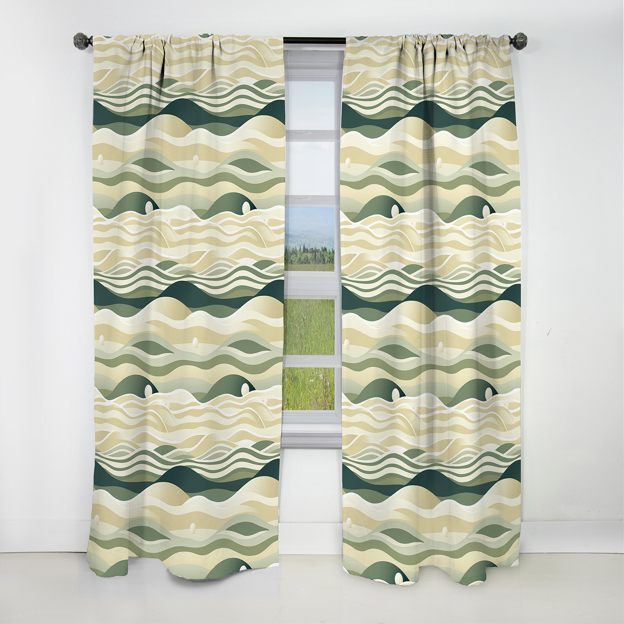 Design Art Coastal Simplicity III - Stripped Curtain - Blackout Striped ...