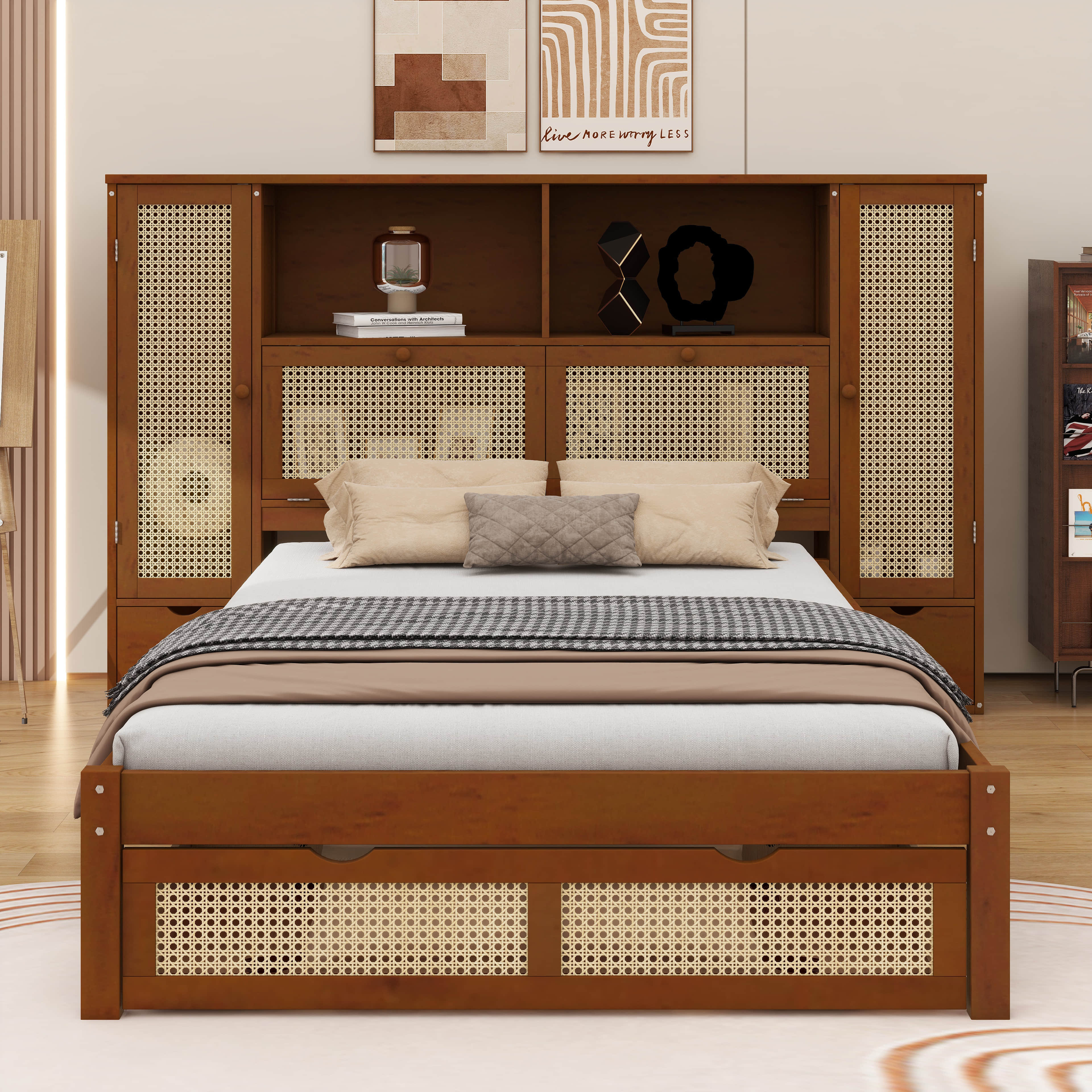 Lark Manor™ Twin-Size Wooden Bed Featuring Dual Storage Lockers, Drawer ...