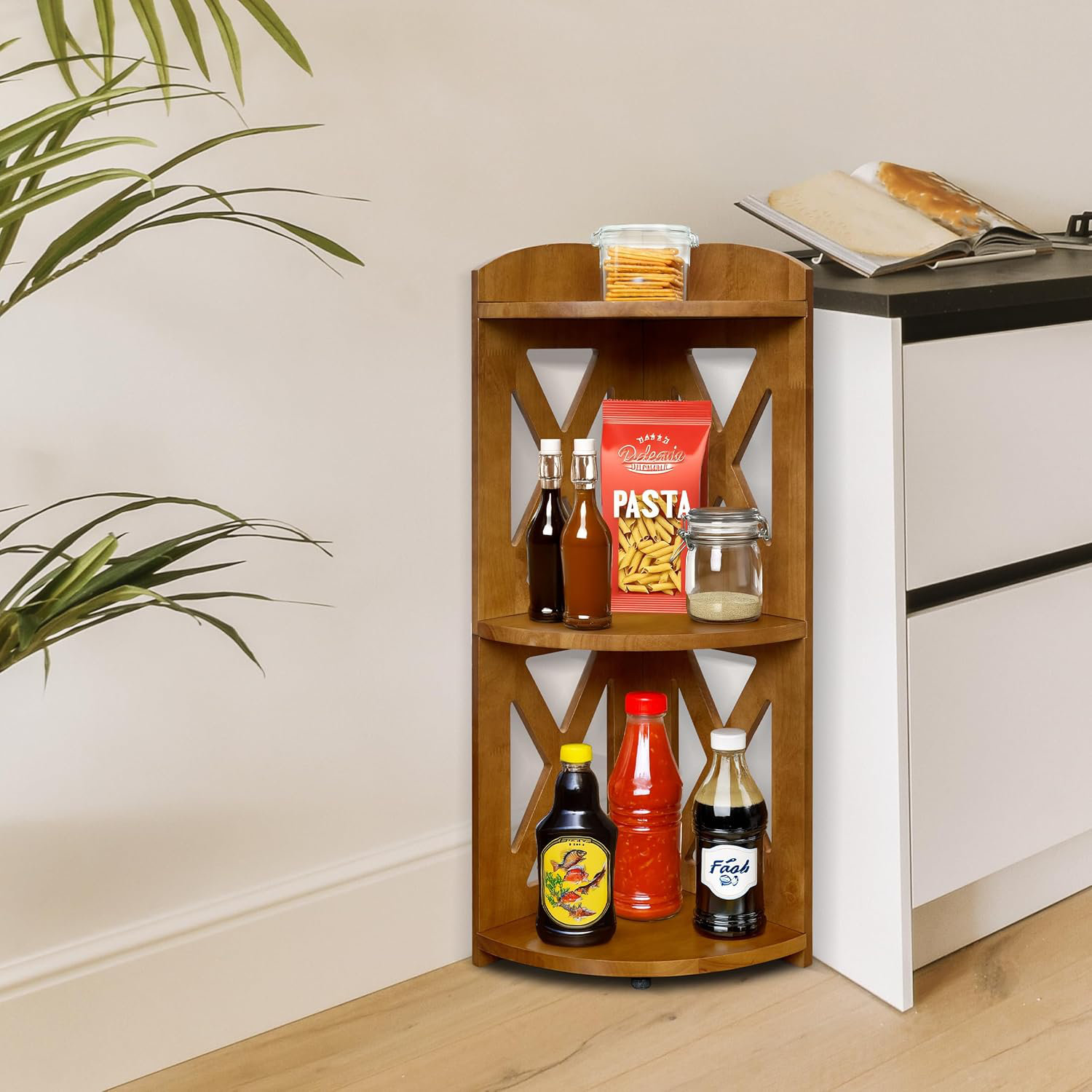 17 Stories Corner Shelf Stand, Corner Bookshelf, Small Corner Shelves ...