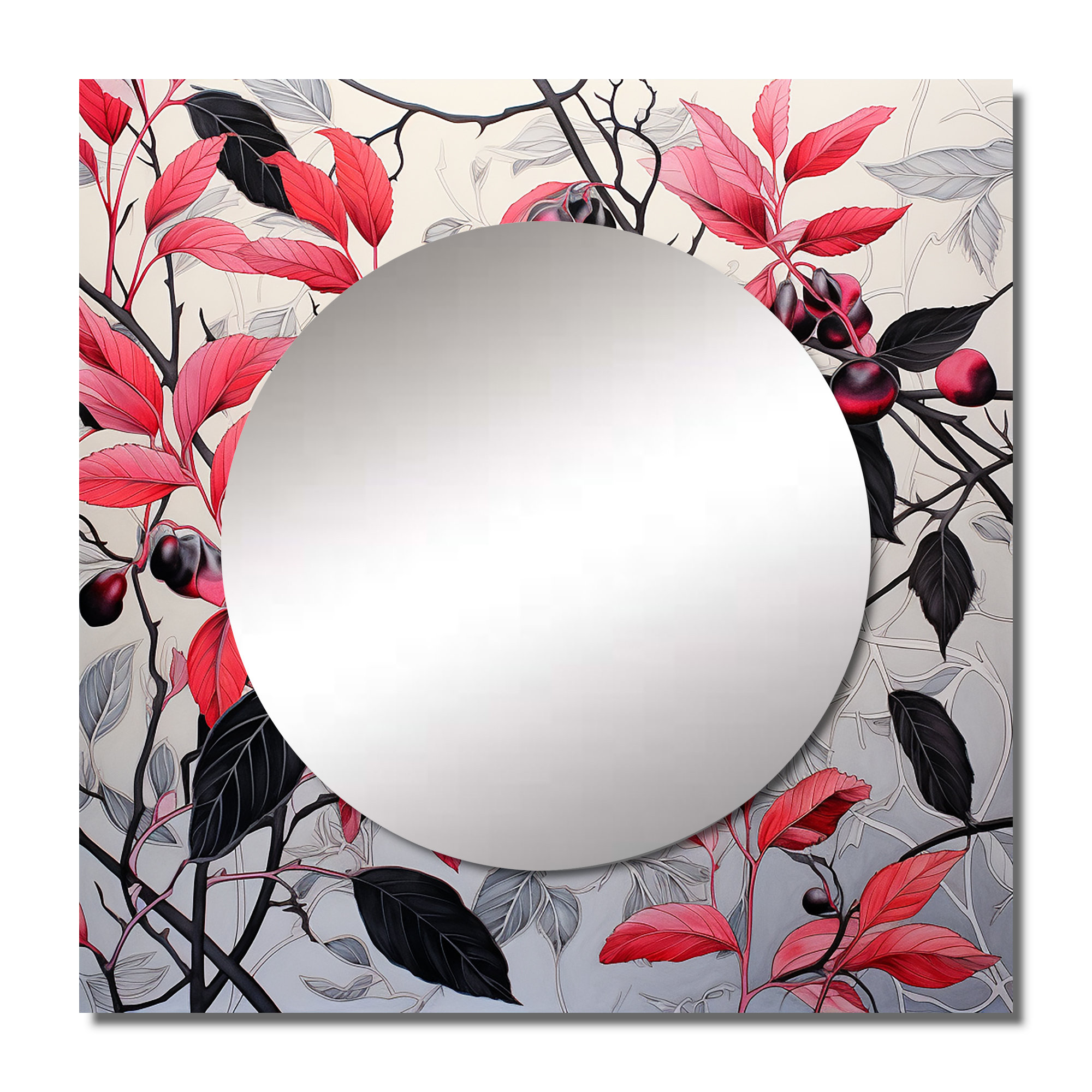 Dakota Fields Delsey - Leaves Square Mirror For Wall Art Decor | Wayfair