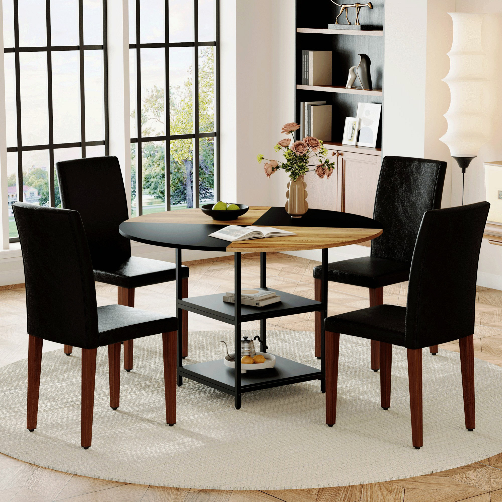 Latitude Run® Dining Table Set, One Table With Storage Shelf, Dining ...