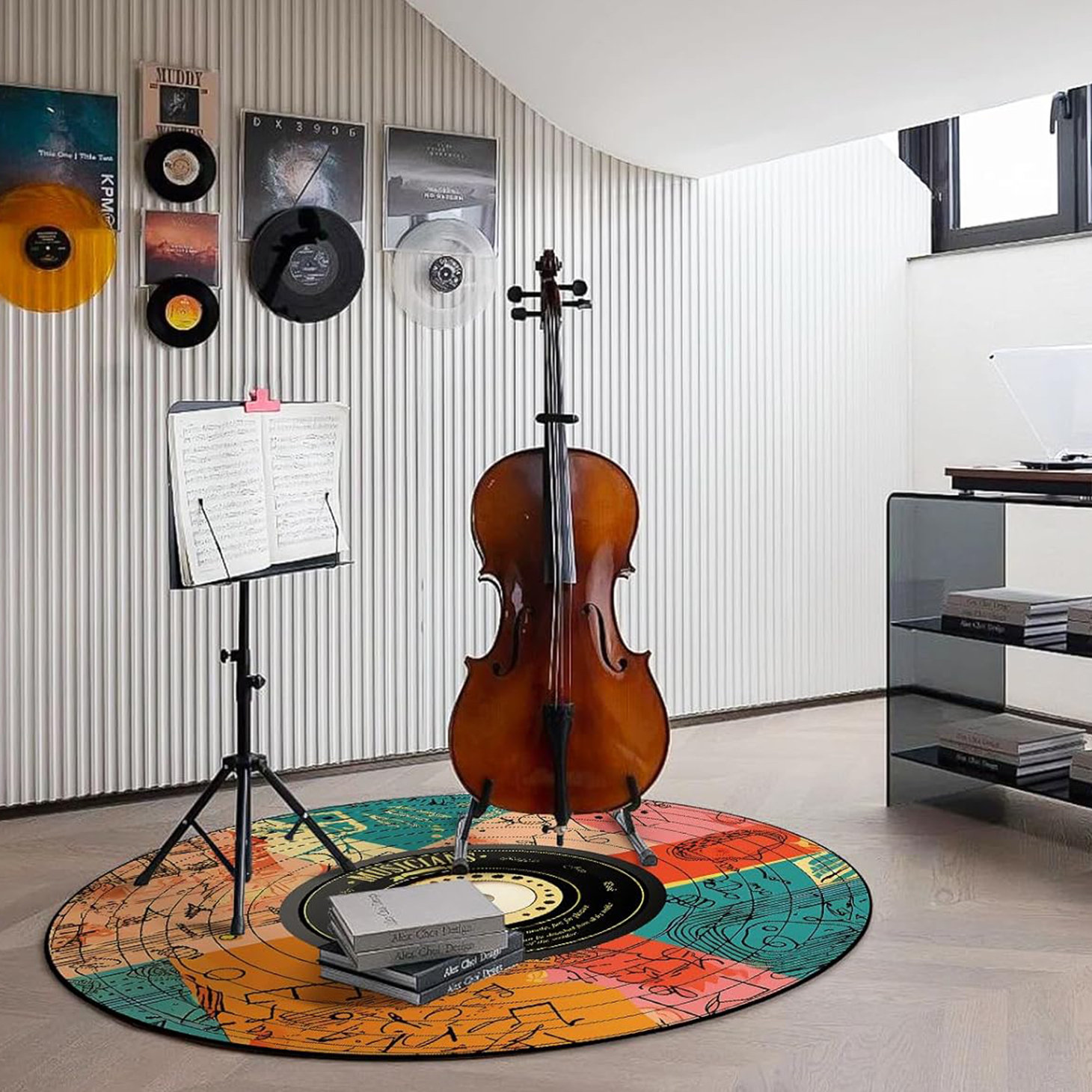 Trinx 63" Music Compact Disc Design CD Shape Area Rug | Wayfair