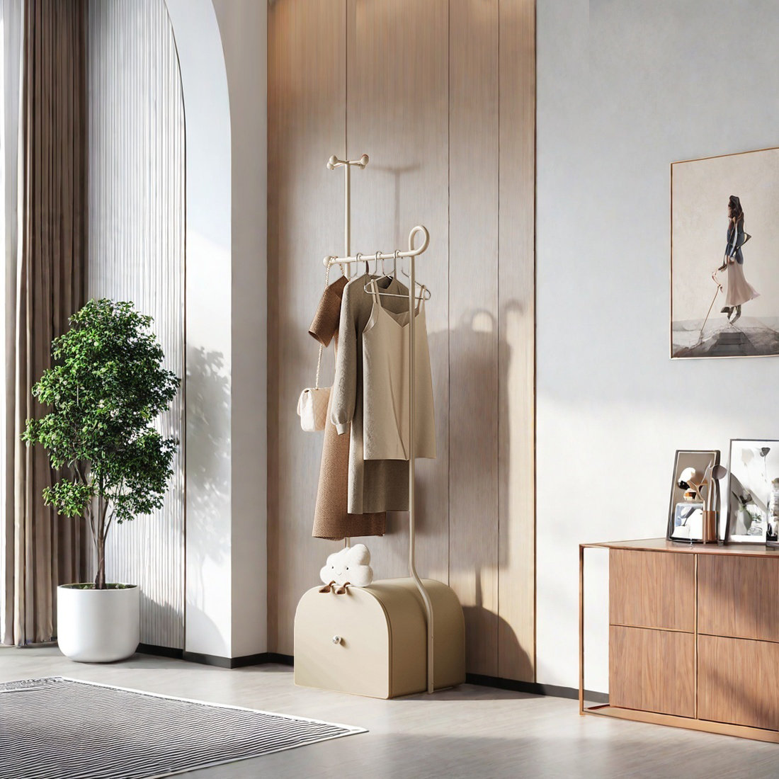 PPEDKS Sturdy Coat Rack with Drawers | Wayfair