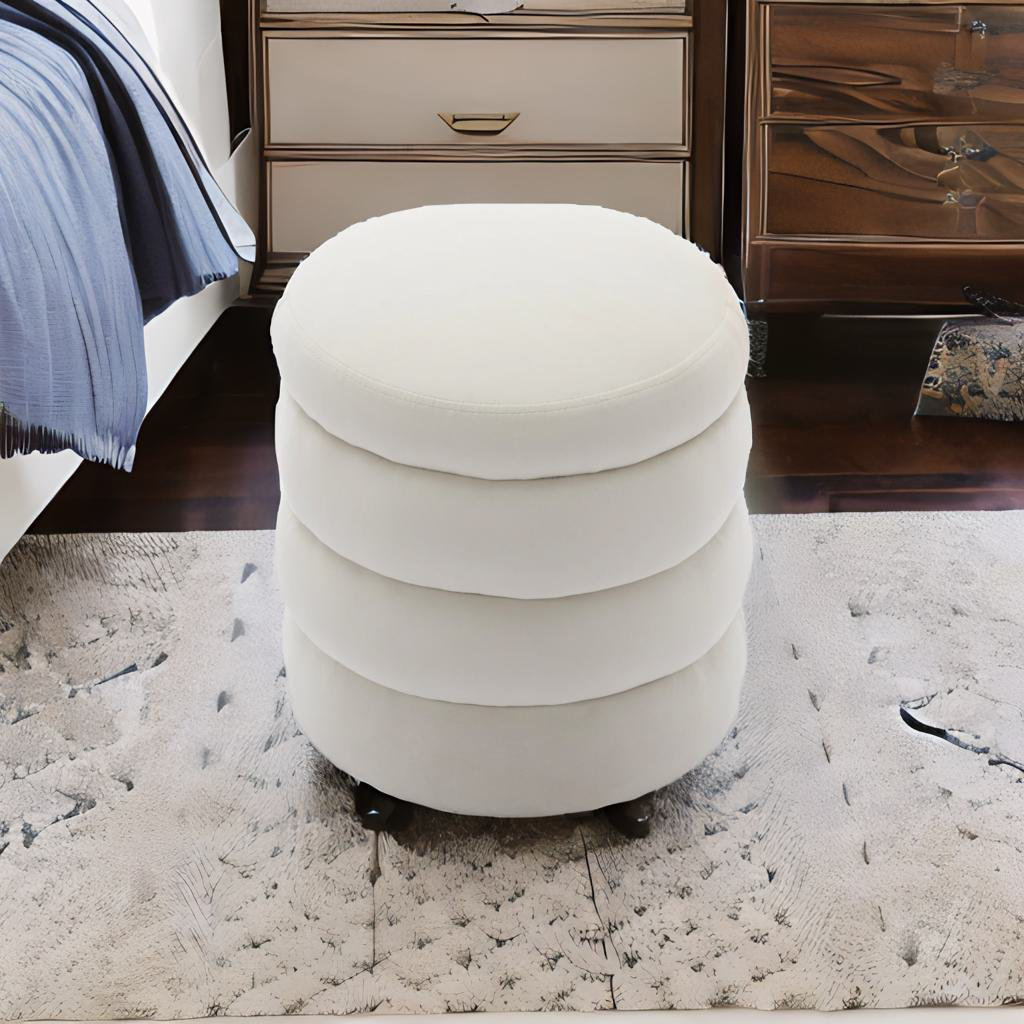 Wrought Studio White Round Ottoman For Home - Wayfair Canada