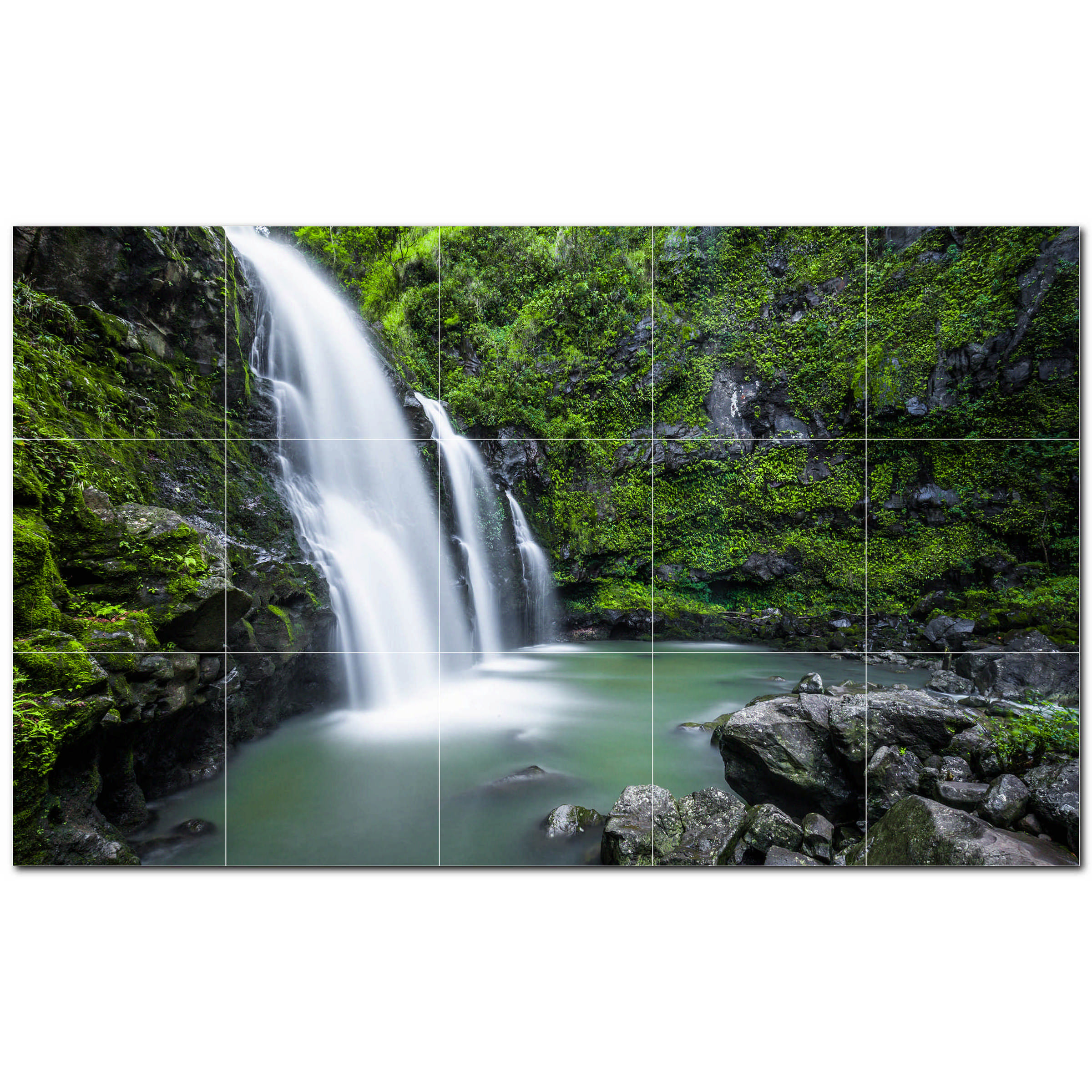 Picture-Tiles.com 30" x 18" Ceramic Waterfalls Photo Decorative Mural ...