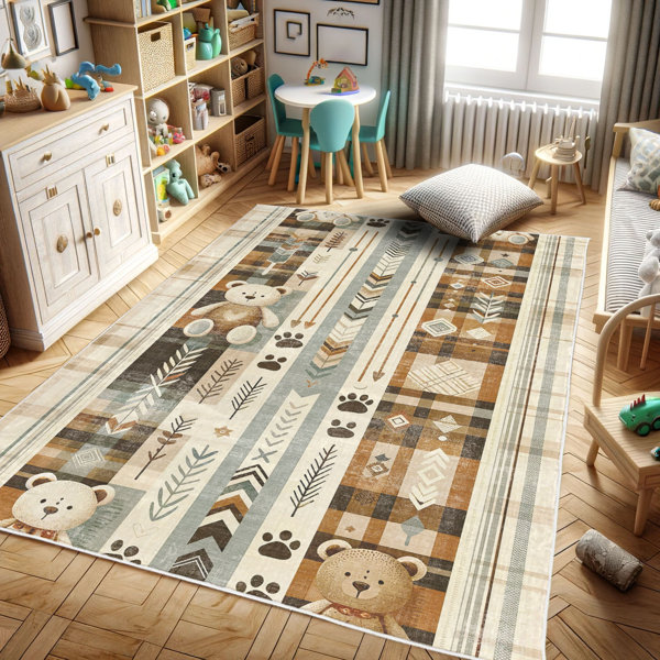 Ambesonne Bear High Density Long Fiber Poly Threads Decorative Area Rug ...