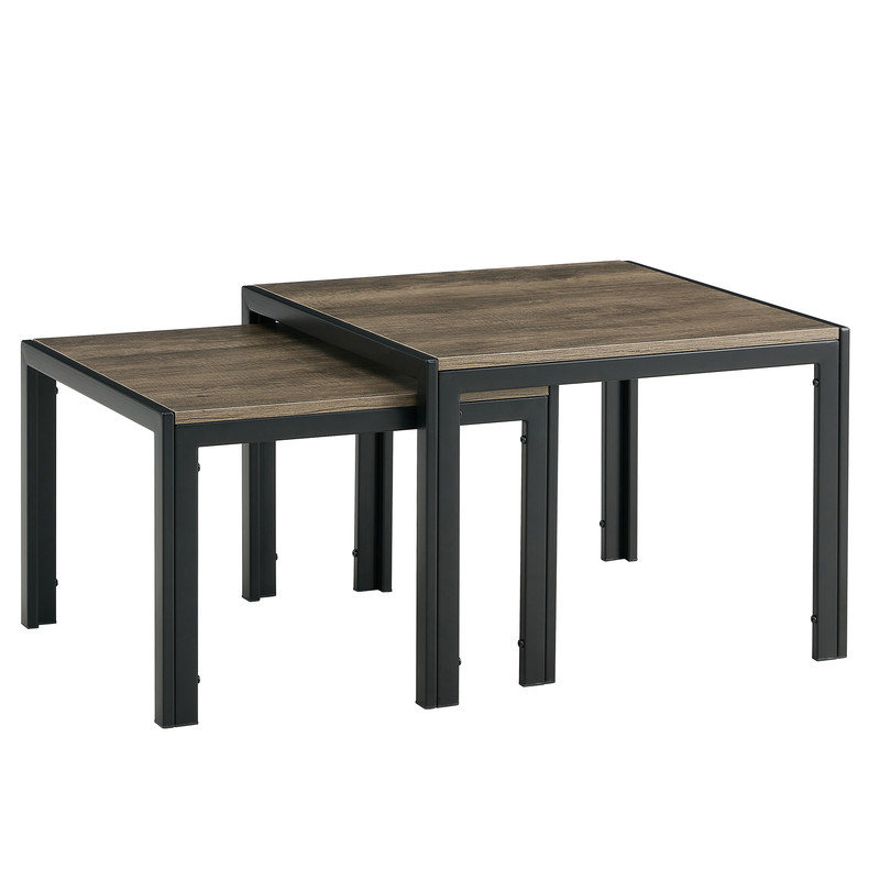 17 Stories Set of 2 Gray Nesting Coffee Table Solid Wood Coffee Table ...