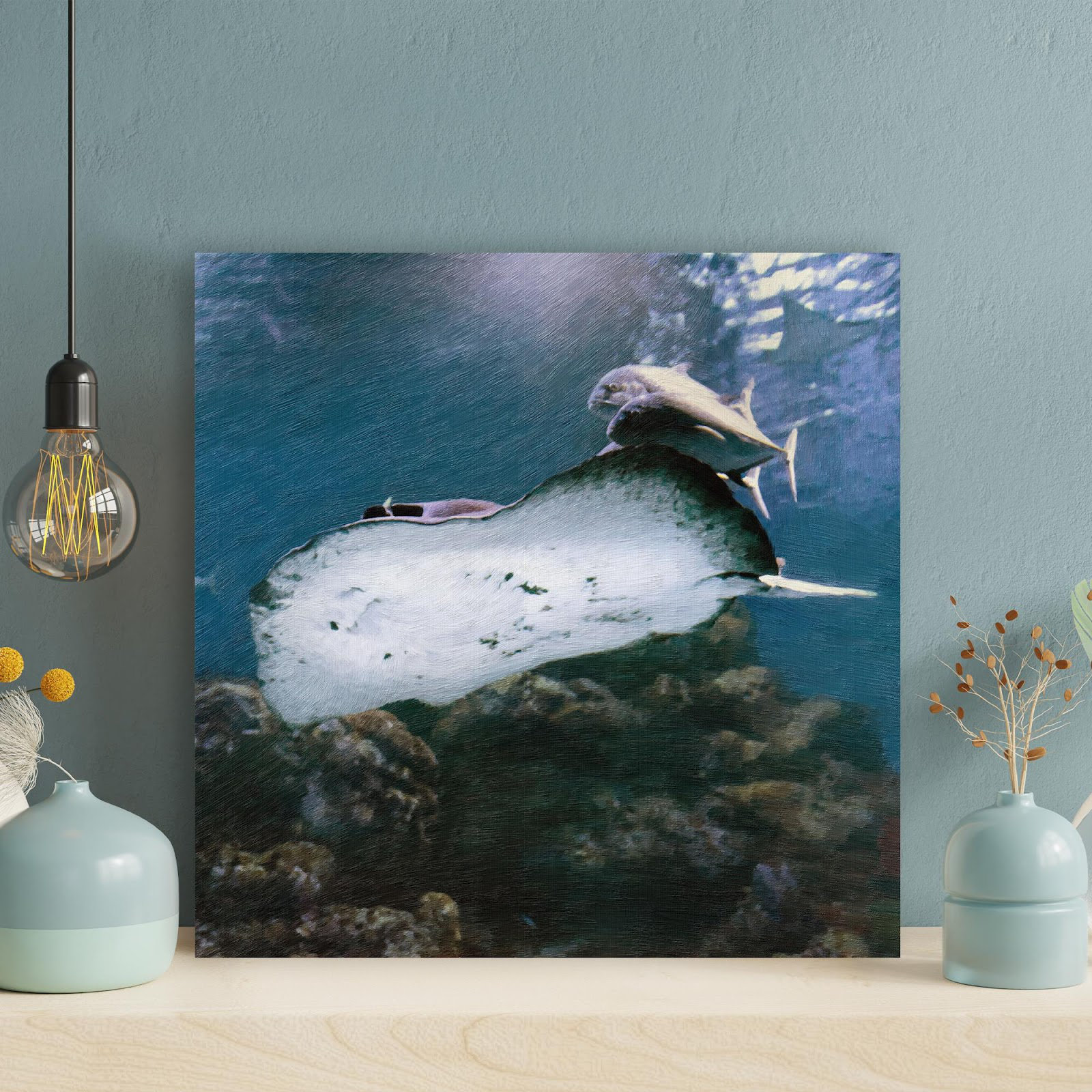 Rosecliff Heights Underwater Photo Of A Manta Ray - Wrapped Canvas ...