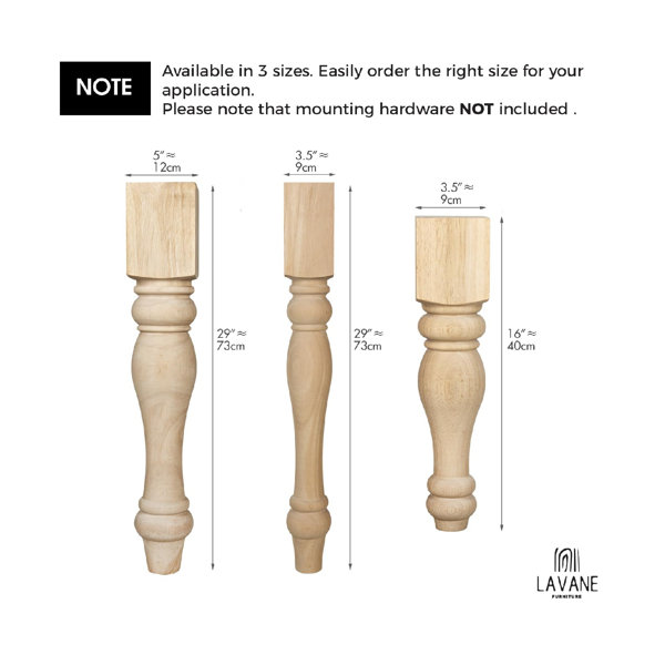 Ophelia & Co. 29X3.5X3.5 Inch Wooden Chunky Farmhouse Table Legs, Set ...