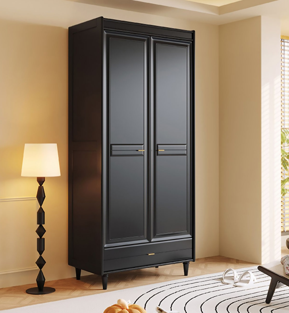 Hokku Designs Simple And Modern Rubber Wood Storage Wardrobe | Wayfair