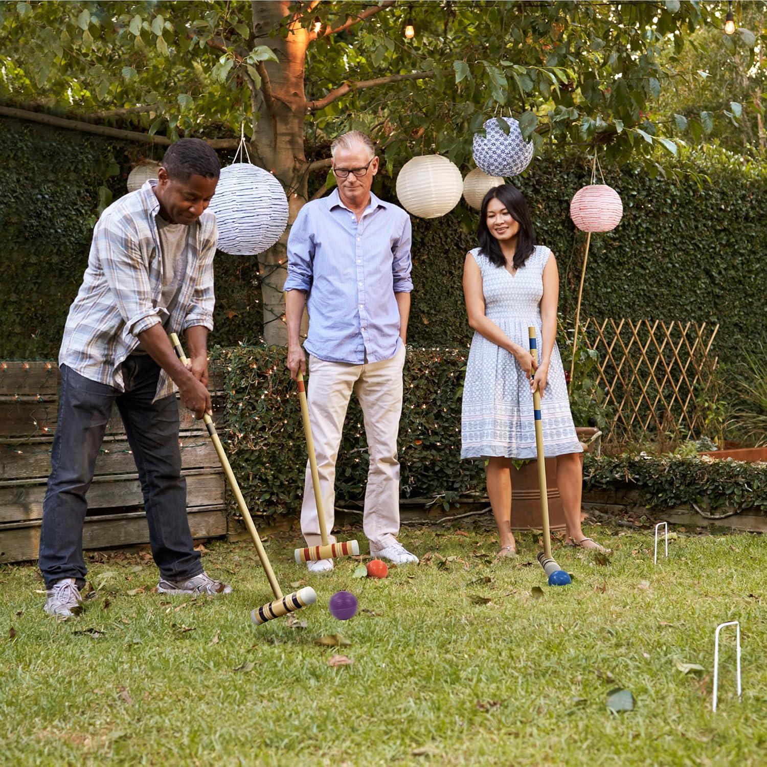 SIPIROT 35In Updated Six-Player Croquet Set with Wooden Mallets ...