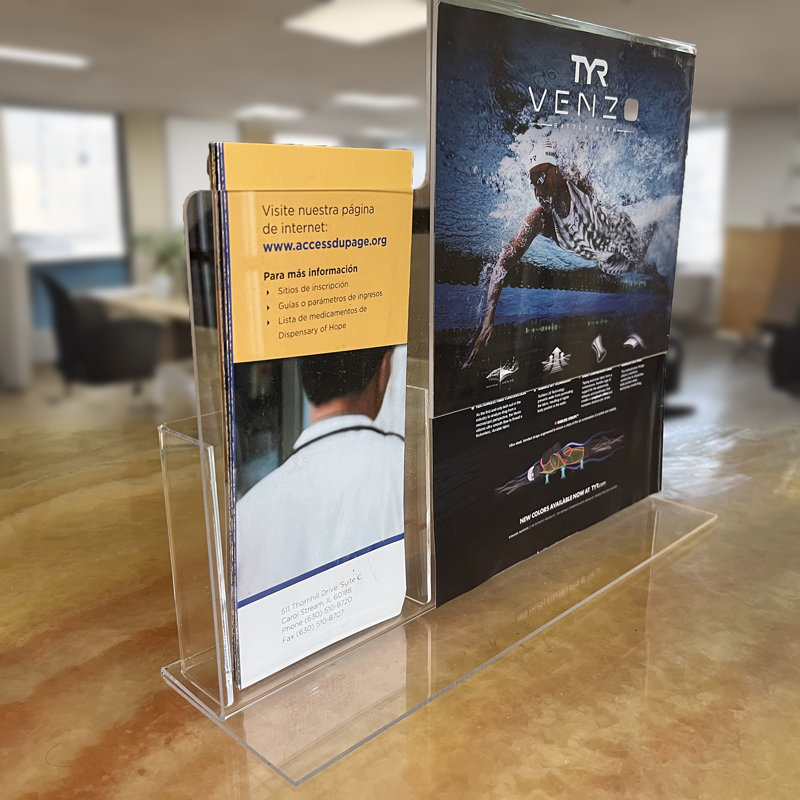 FixtureDisplays 8.5X11" Letter Size Promotional Sign Holder 4" Tri-fold ...