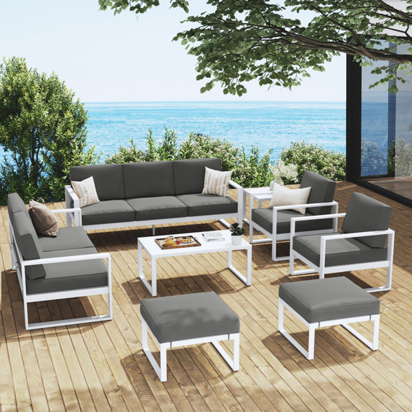 Latitude Run® 9 - Person Outdoor Seating Group with Cushions & Reviews ...